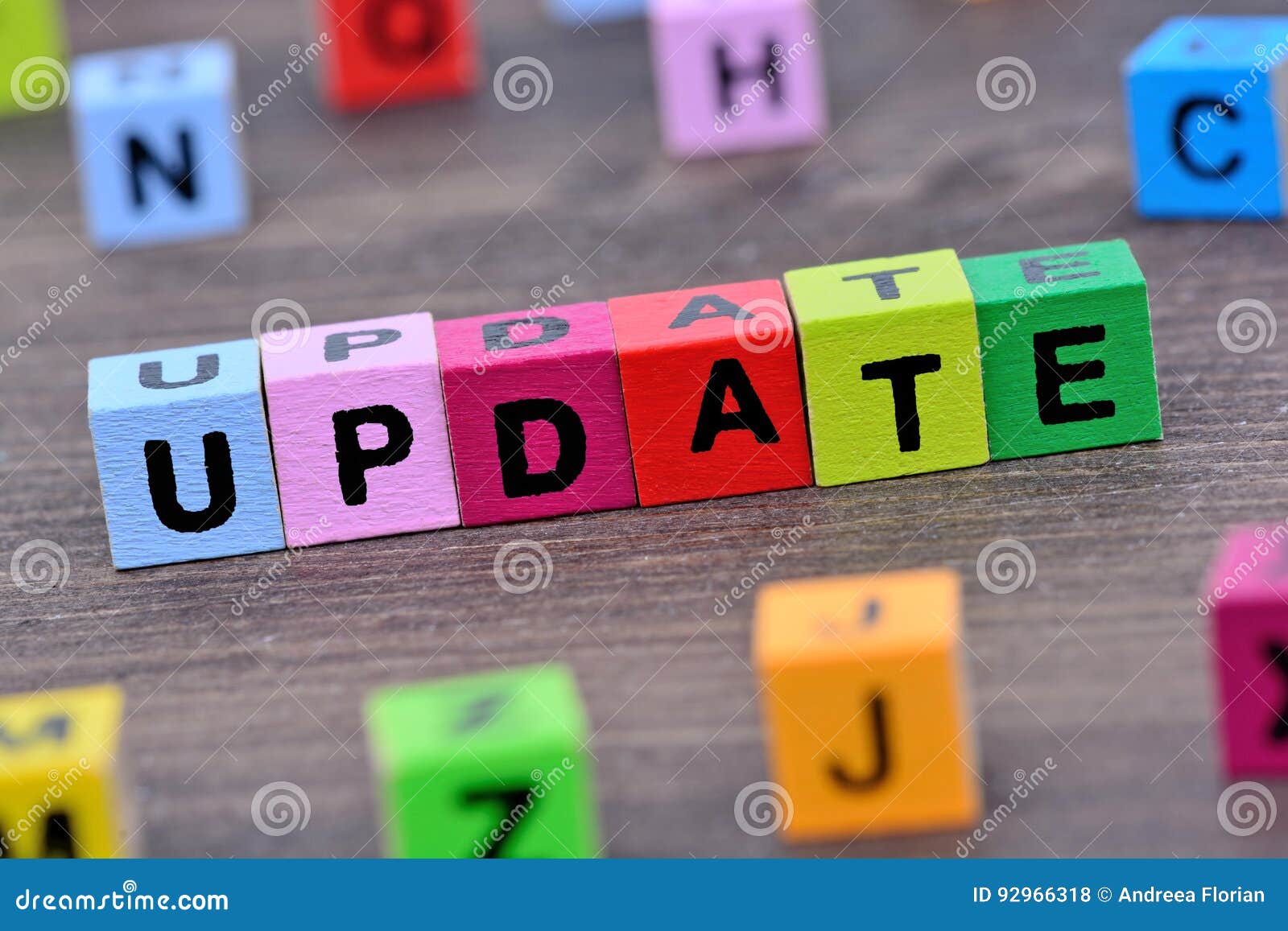 Update word on table stock photo. Image of information - 92966318