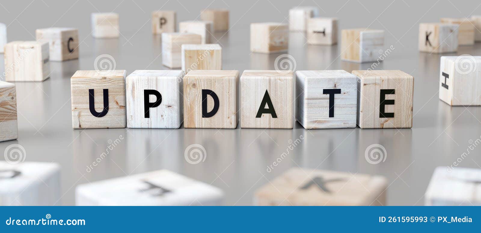 Update - Word on Wooden Blocks - 3D Illustration Stock Illustration ...