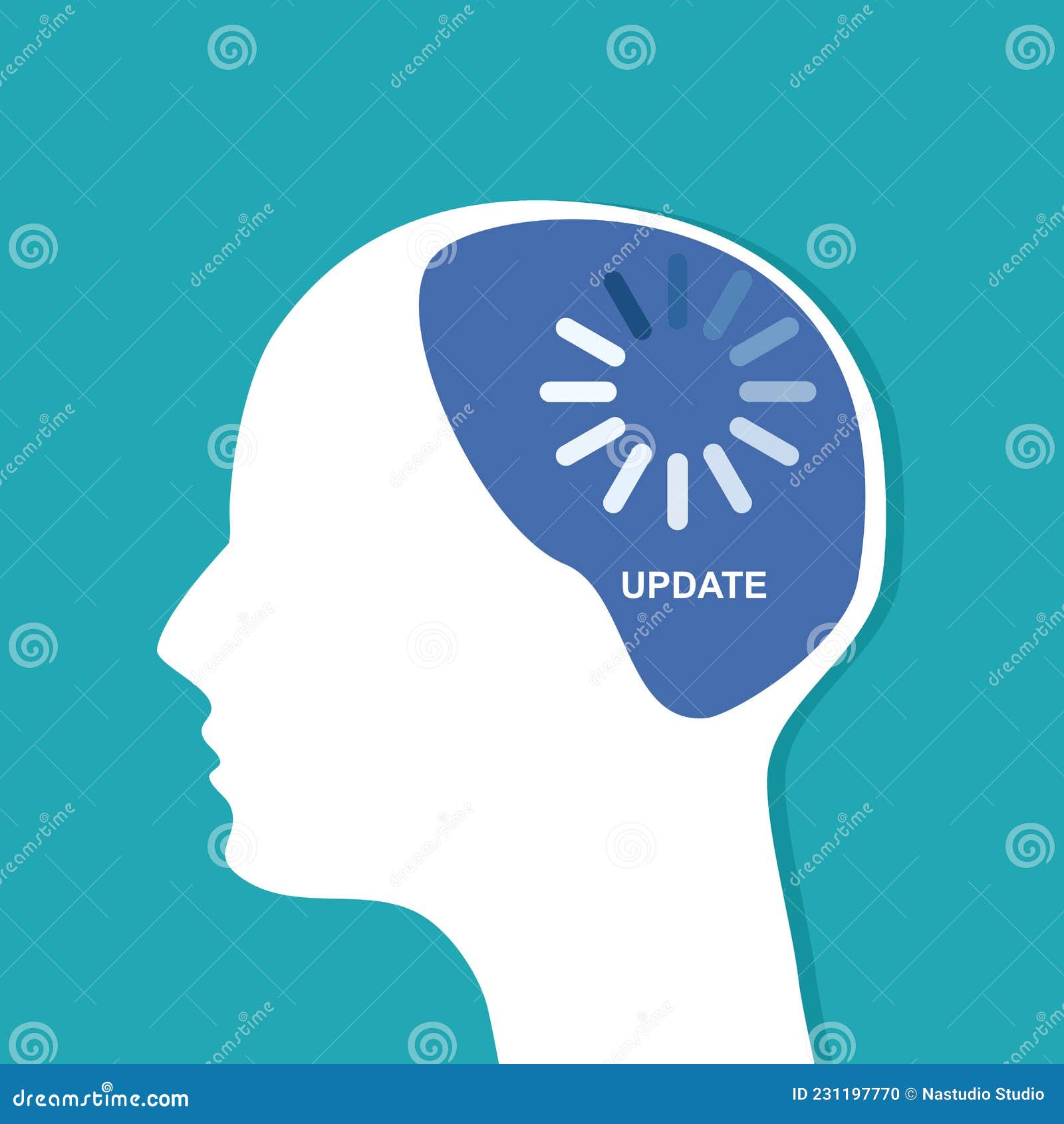 Update Your Brain. Refresh Head Symbol on White Background Stock Vector ...