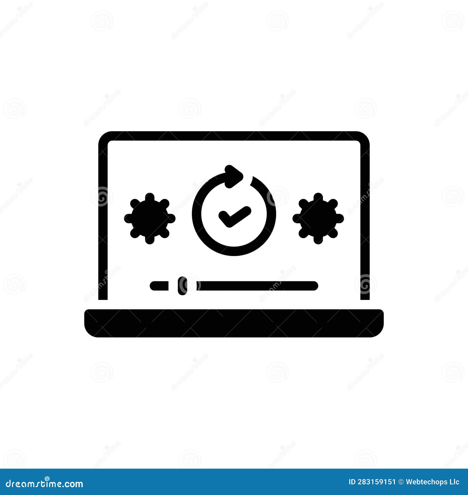 Black Solid Icon for Updated, Update System and Laptop Stock Vector ...