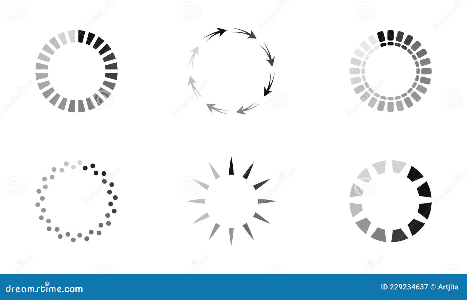 Updated Progress Circle Bar Set Icon Vector. Loader Symbol Button. Load ...