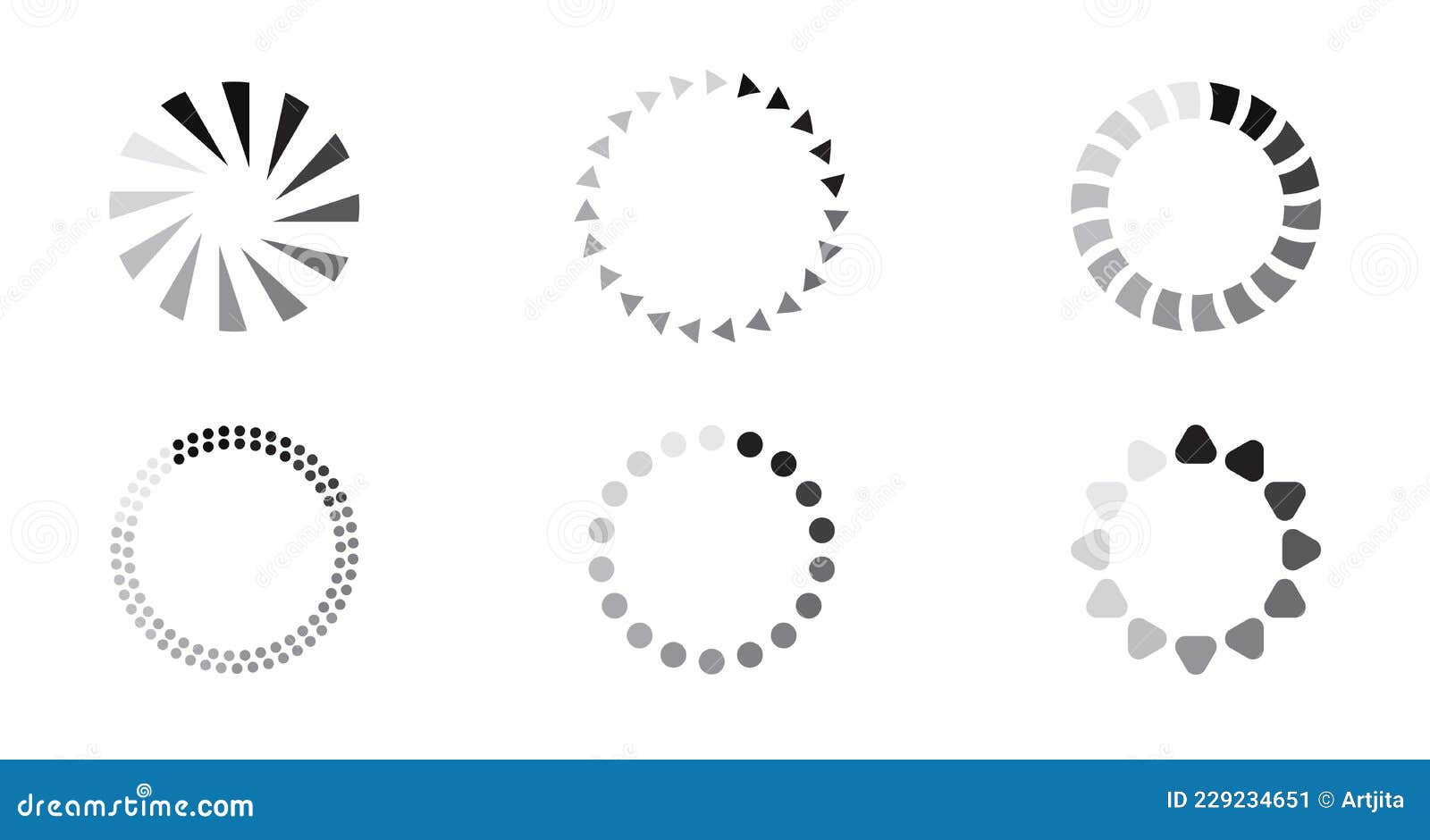 Updated Progress Circle Bar Set Icon Vector. Loader Symbol Button Stock ...