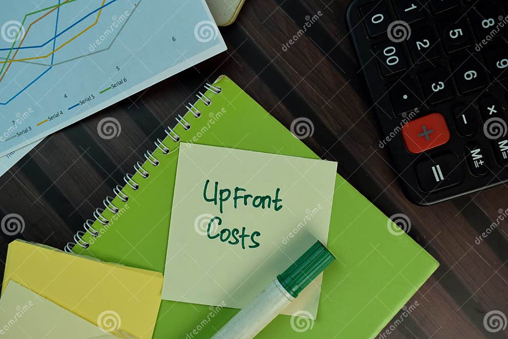 Upfront Costs Write on Sticky Notes Isolated on Wooden Table Stock ...