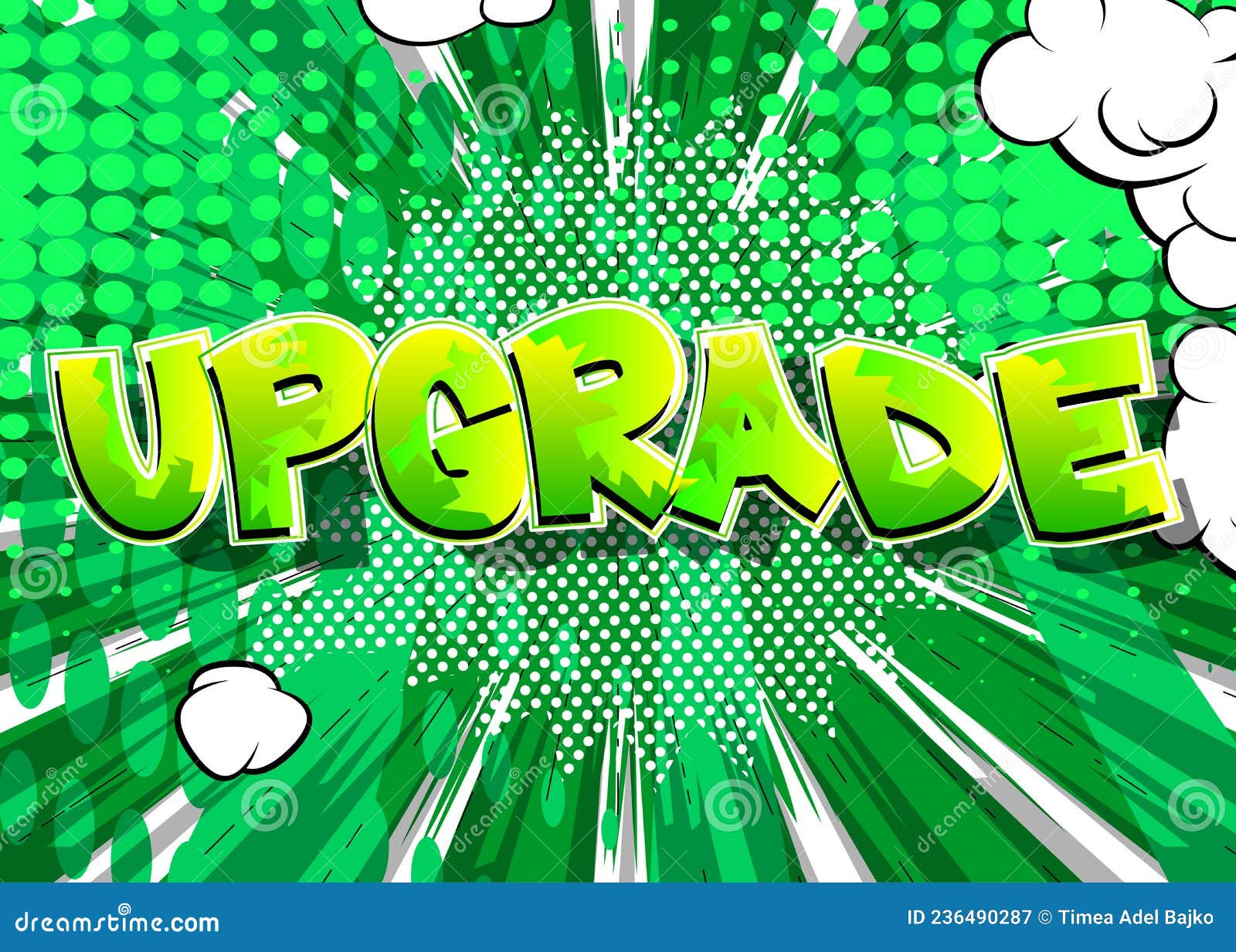 Upgrade. Comic Book Word Text on Abstract Comics Background Stock ...