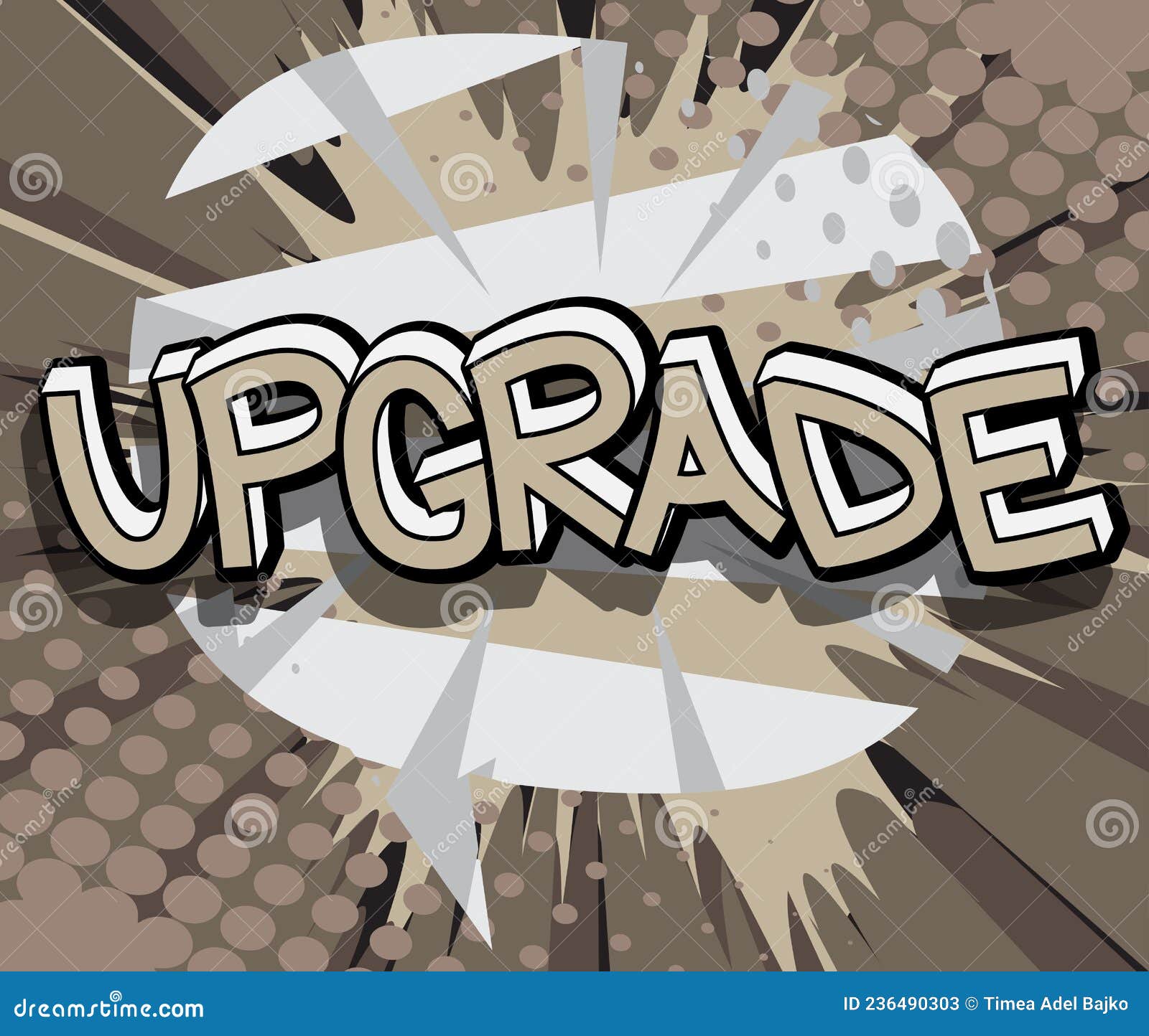 Upgrade. Comic Book Word Text on Abstract Comics Background Stock ...