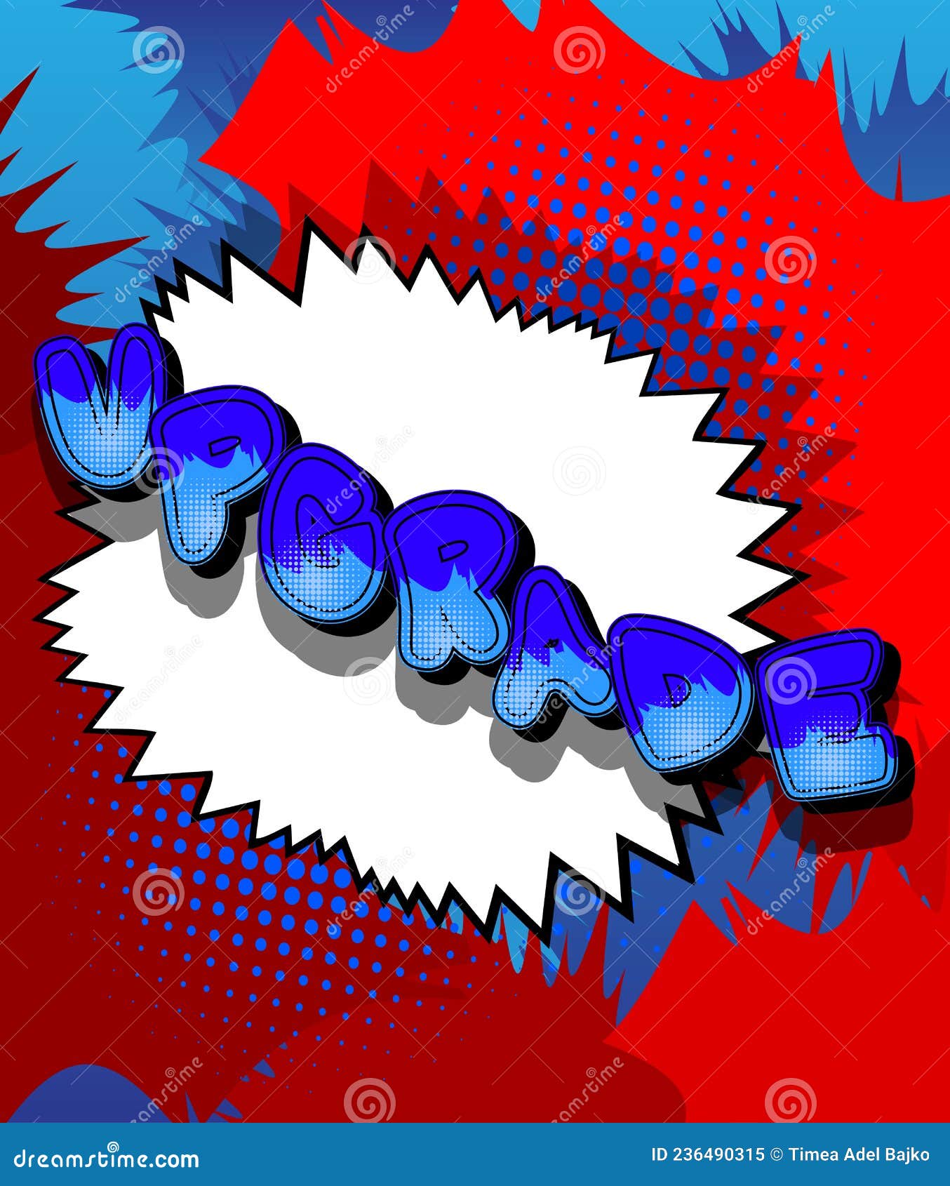 Upgrade. Comic Book Word Text on Abstract Comics Background Stock ...