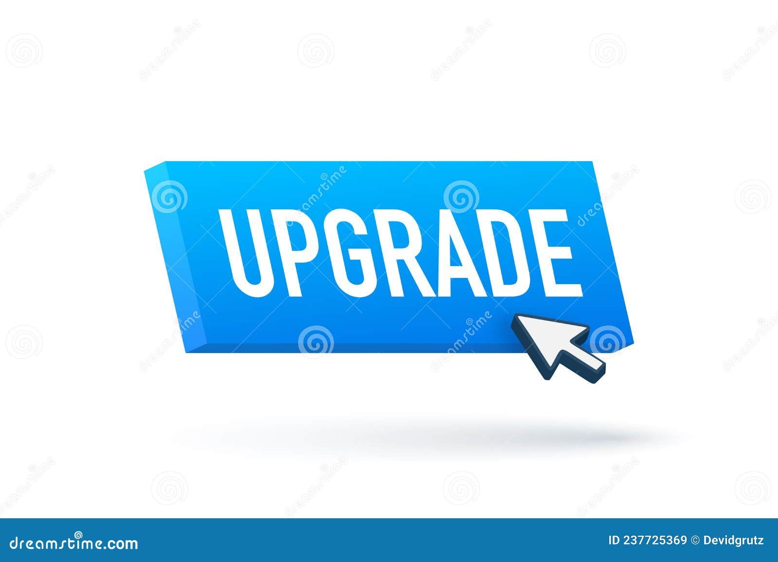 Upgrade Flat Blue Button on White Background. Vector Illustration ...