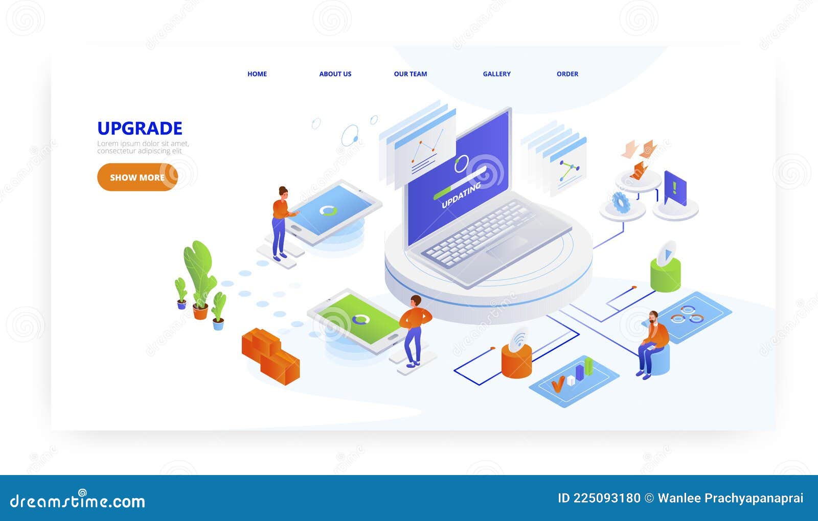 Upgrade, Landing Page Design, Website Banner Vector Template. Software ...