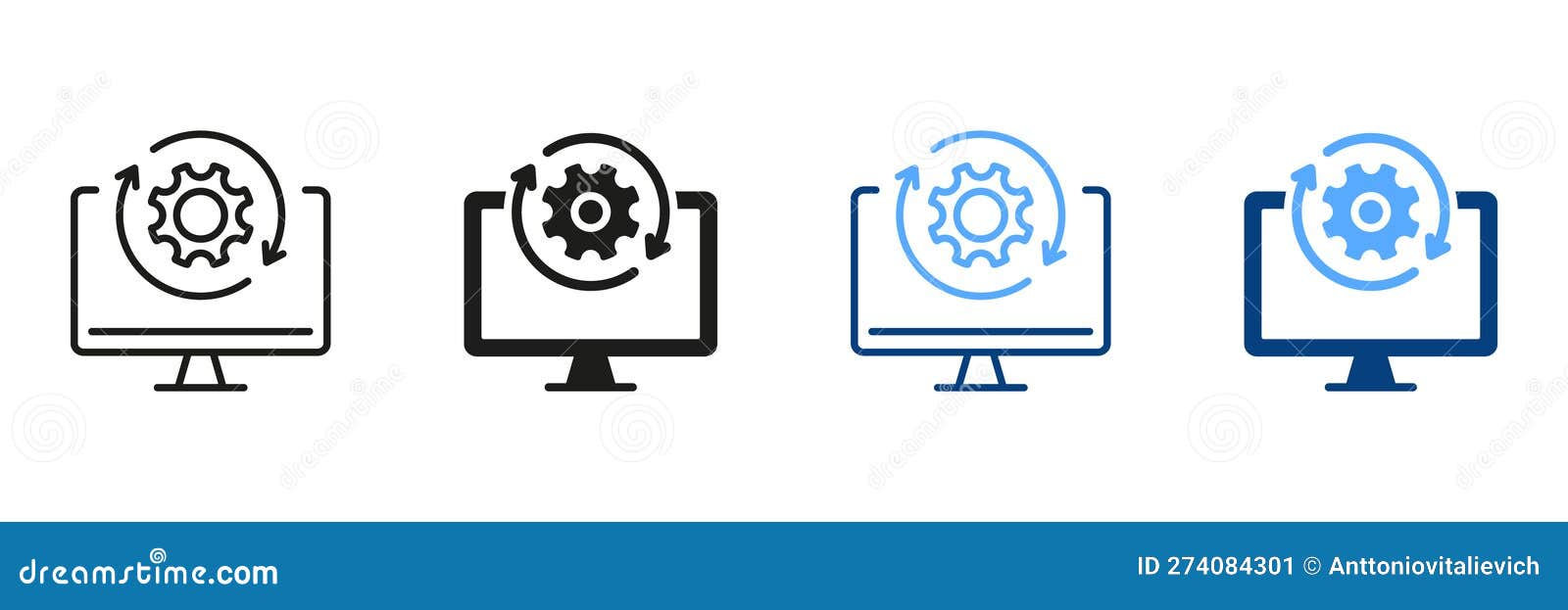 Upgrade Progress Symbol Collection. Computer System Update Pictogram ...