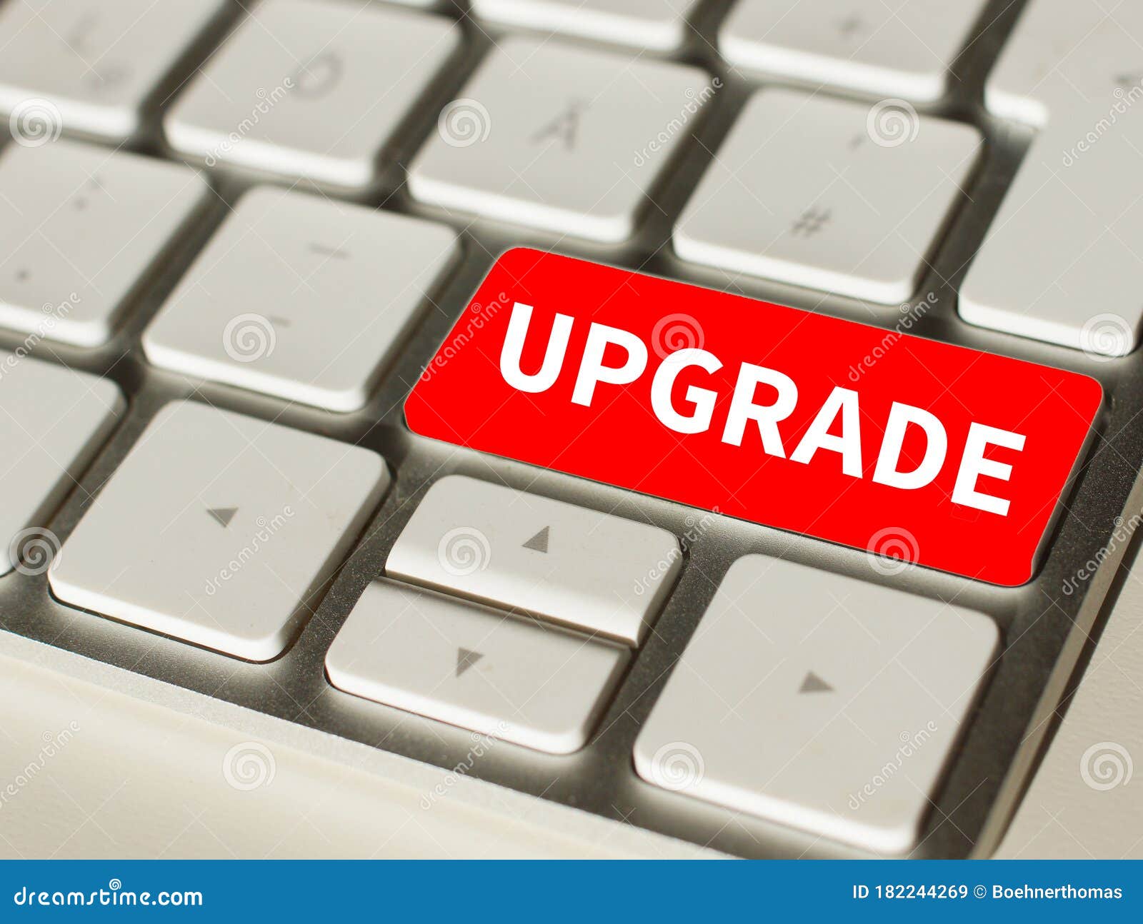 Upgrade on Red Button of a Keyboard Stock Image - Image of black, cyber ...