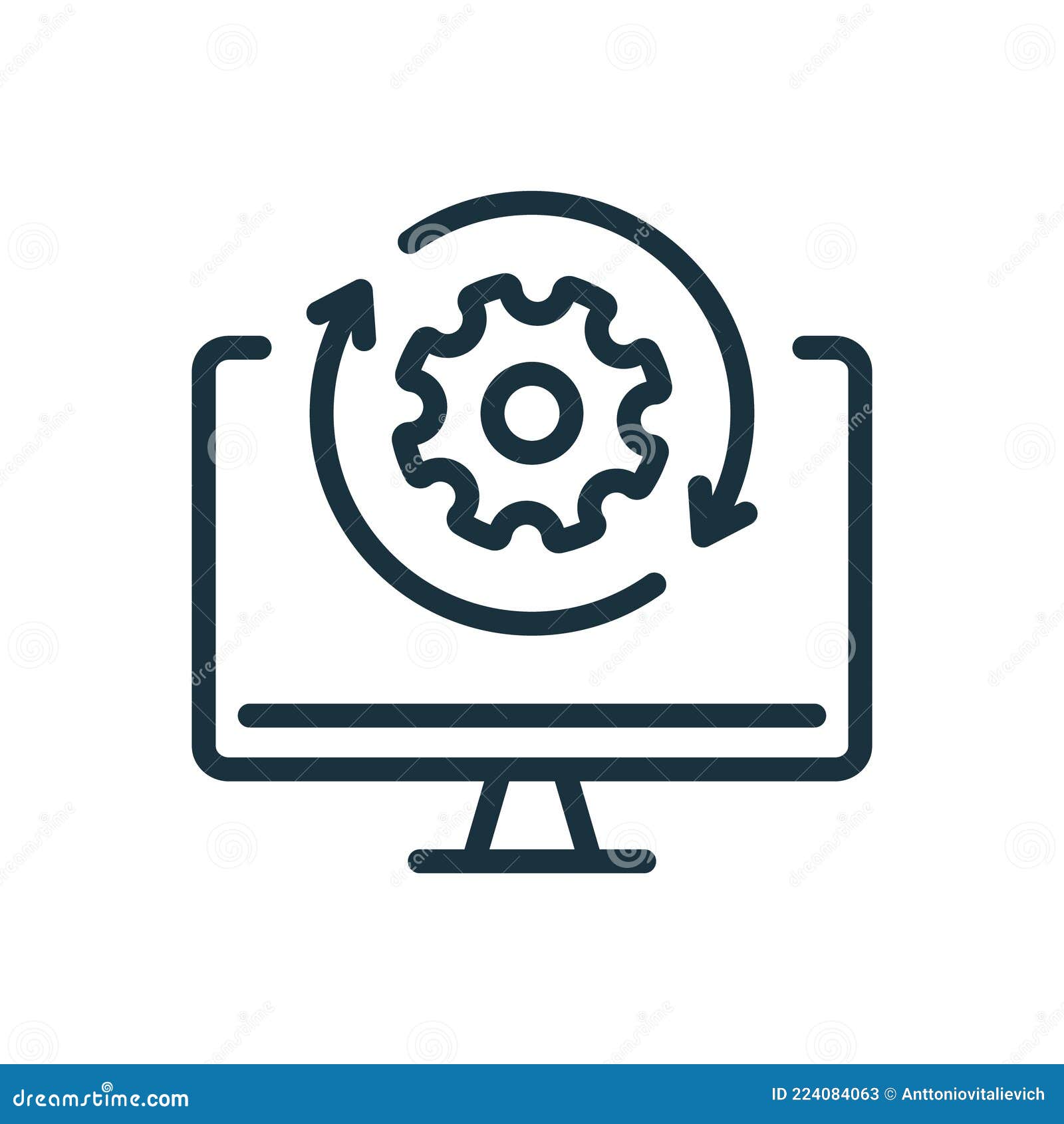 Upgrade of Software Line Icon. Computer System Update Linear Pictogram ...