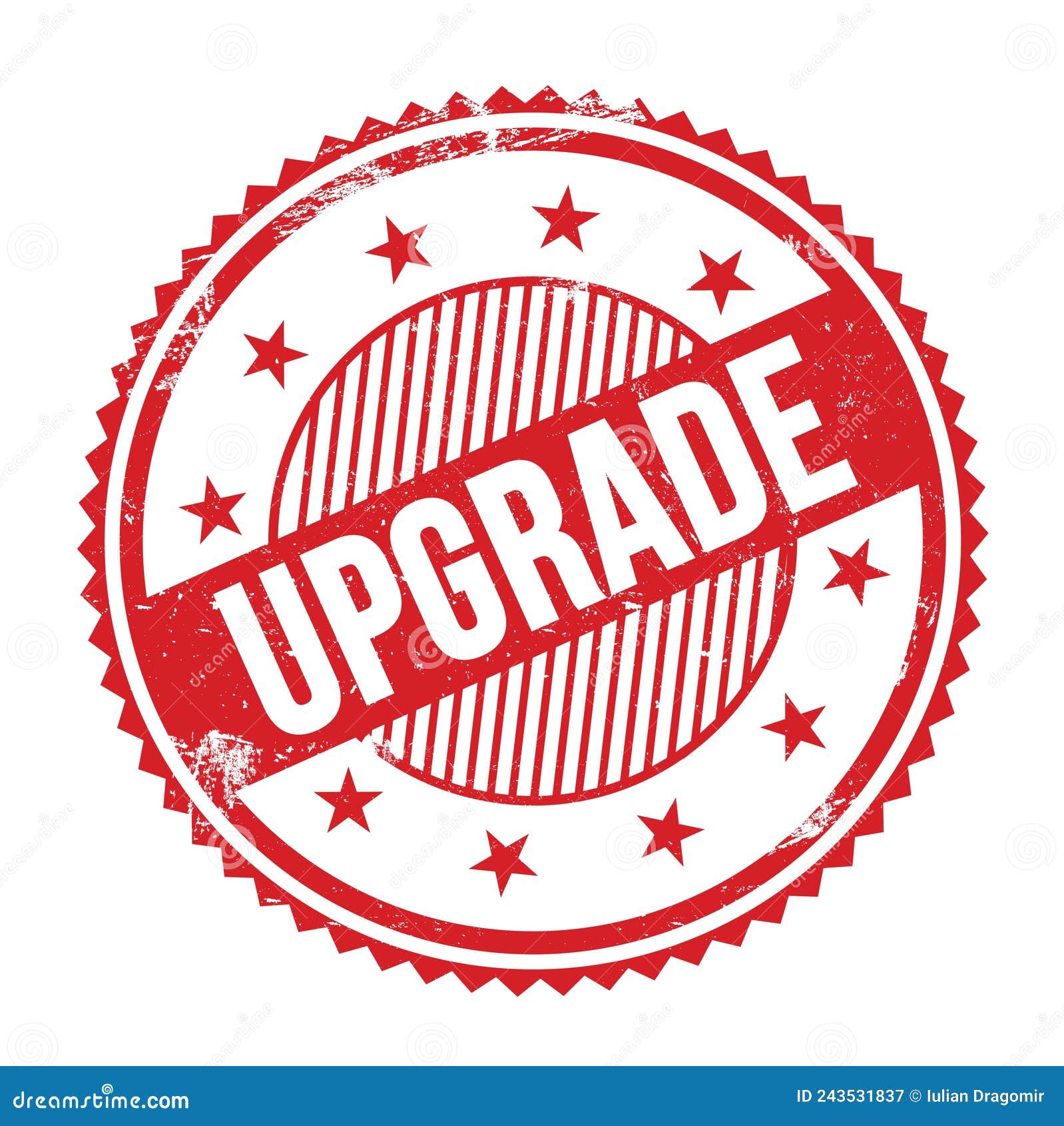 UPGRADE Text Written on Red Grungy Round Stamp Stock Illustration ...