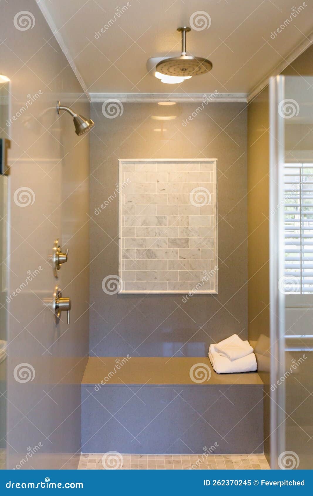 Upgraded Bathroom Shower Interior in House Stock Image - Image of ...