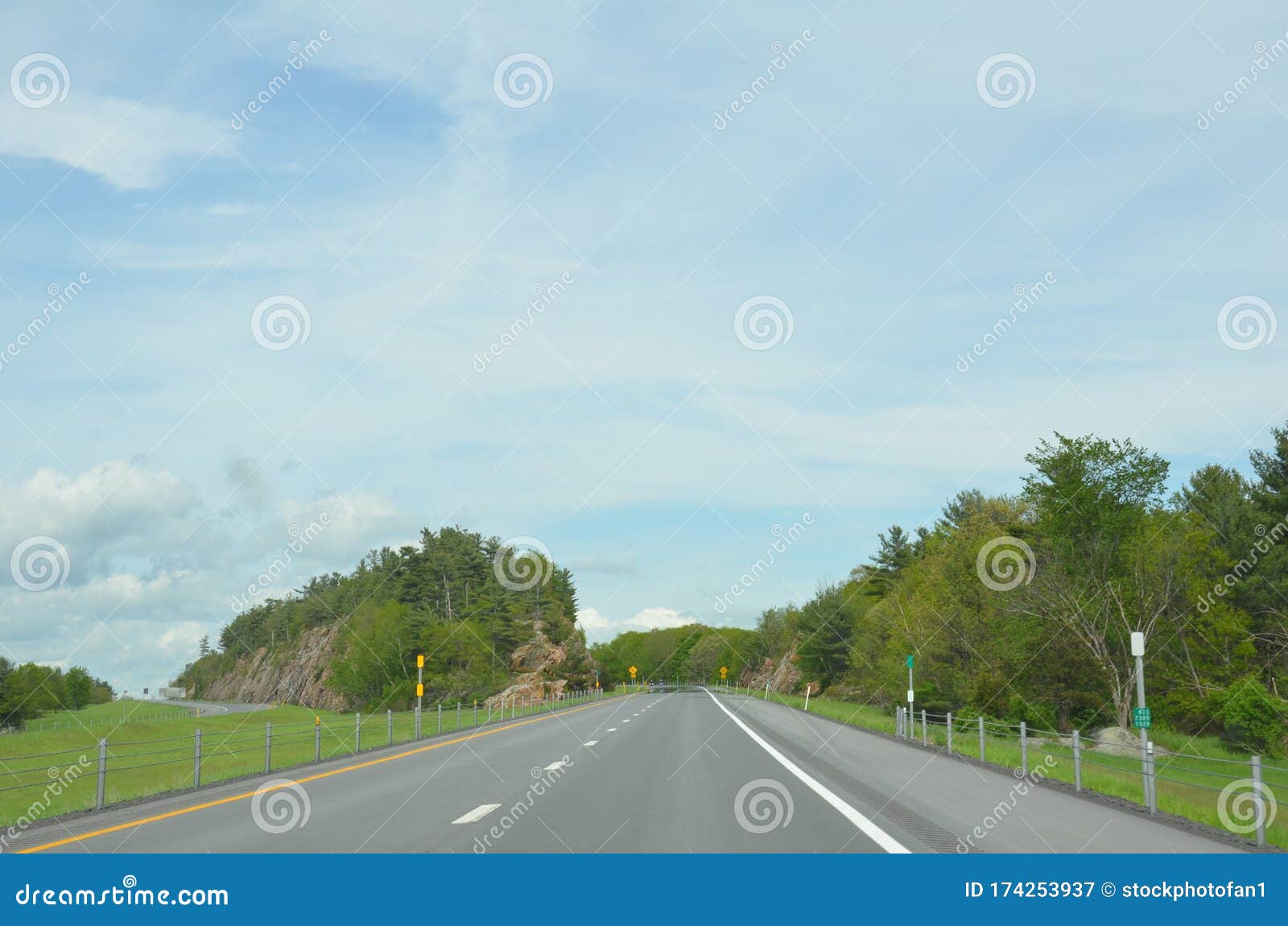 Uphill Road with Trees and Clouds and Sky Stock Image - Image of ...