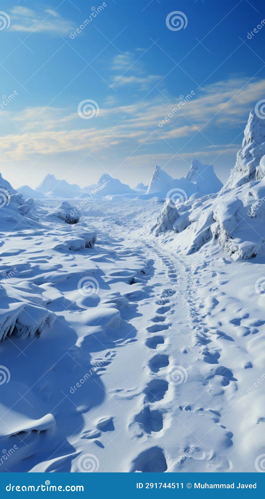 Uphill in Snow Human Footprints Document Determined Climb through ...