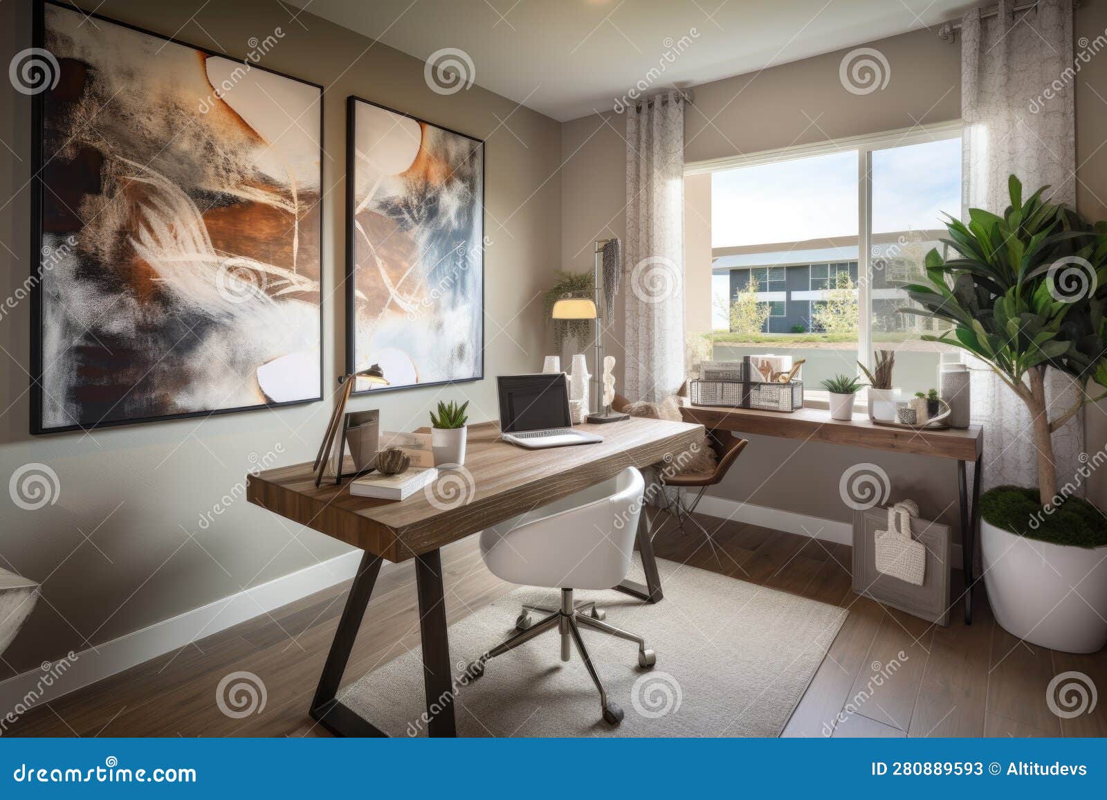 Uplifting and Positive Home Office Space, with Inspiring Artwork and ...