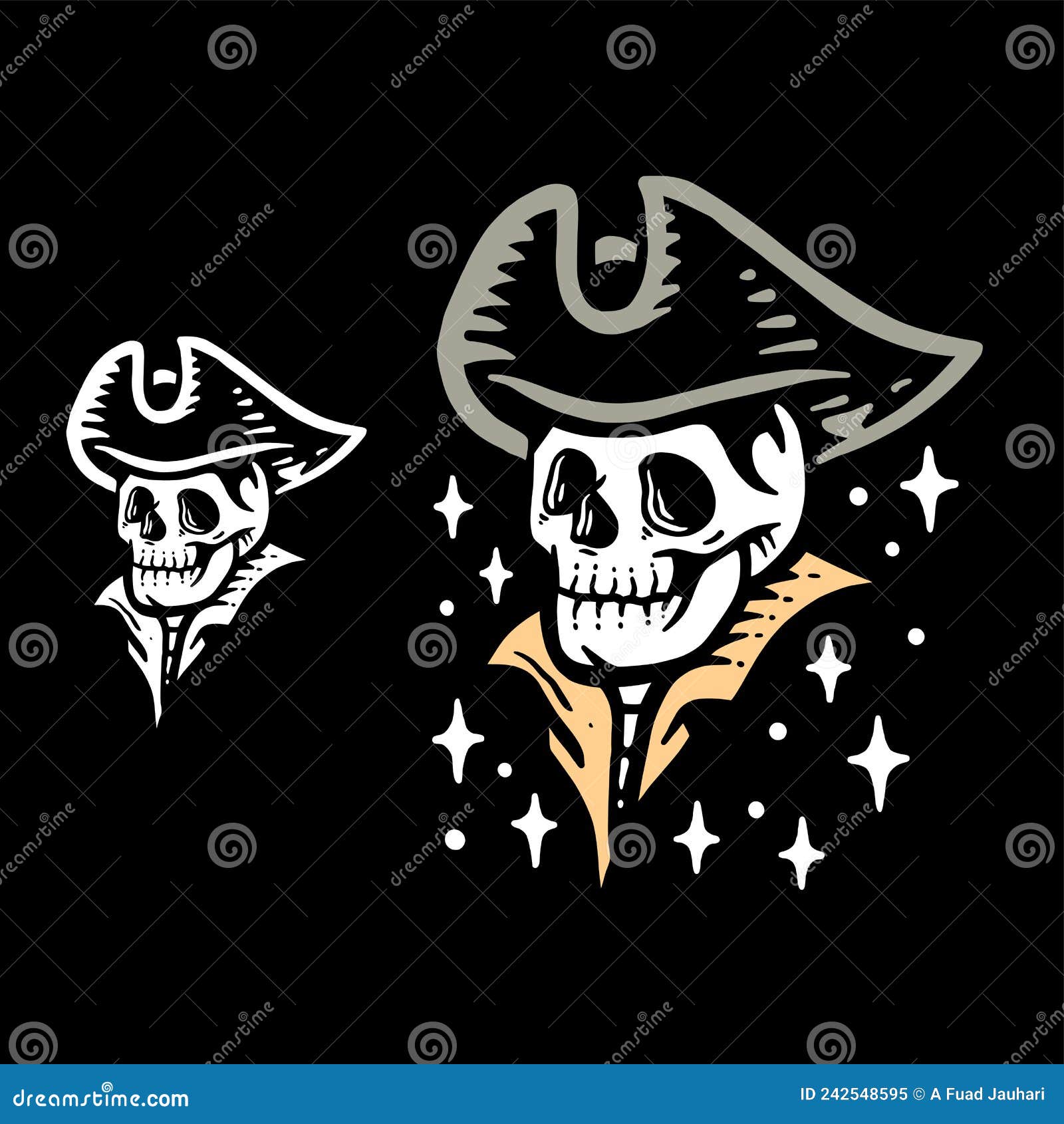 Pirates Skull Hand Drawn Set. Isolated Piratical Adventure Attributes ...