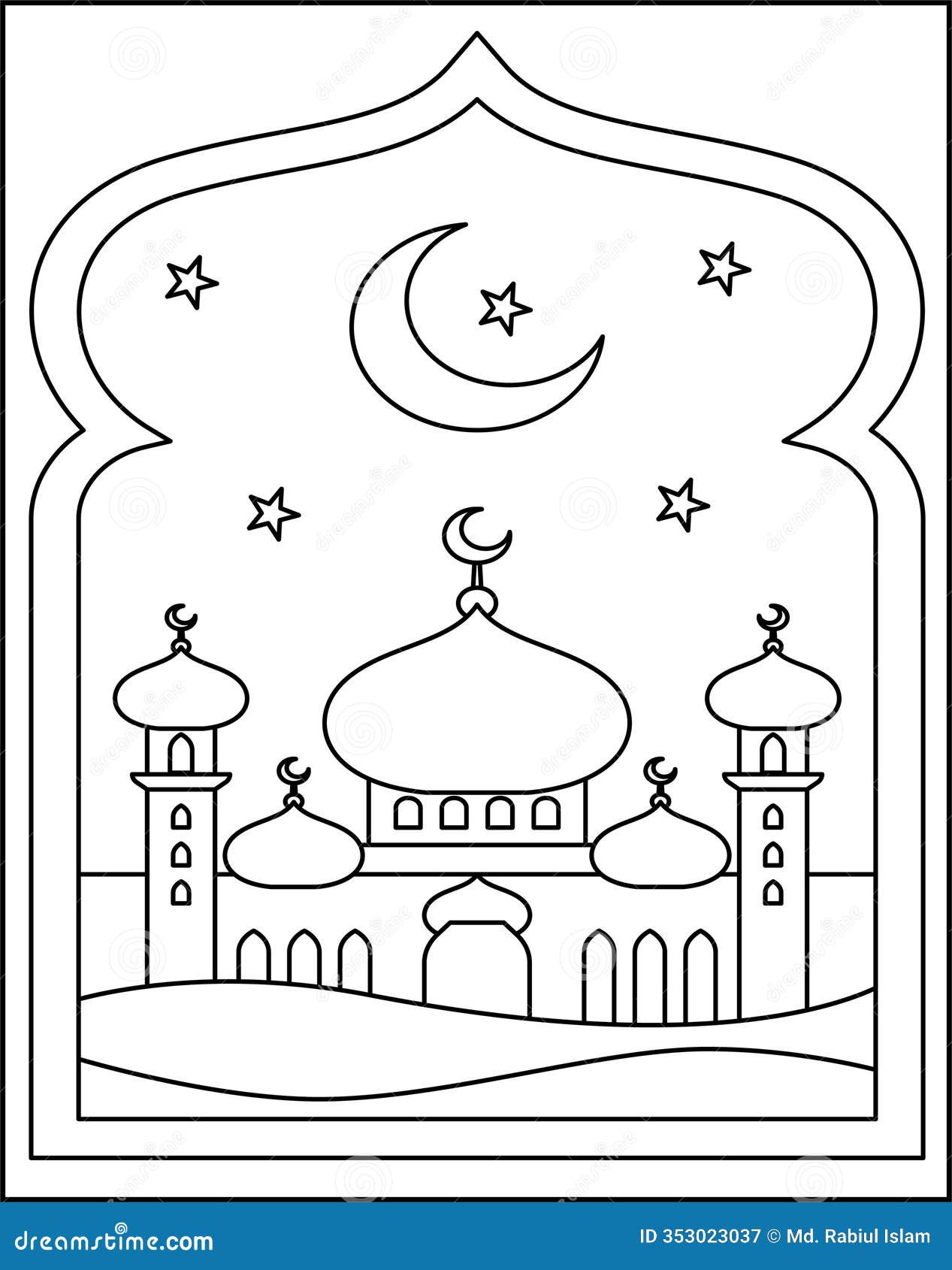 Islamic Coloring Page For Adults And Kids Vector Illustration ...