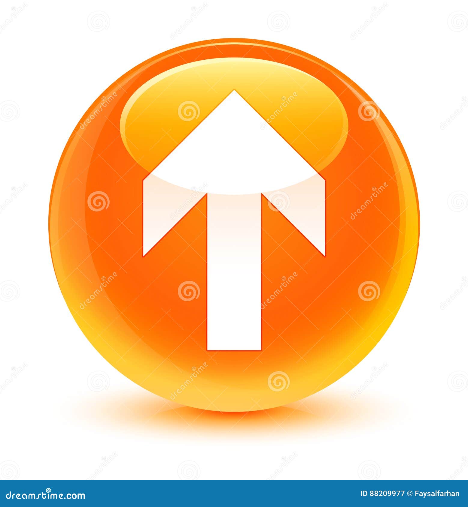 Upload Arrow Icon Glassy Orange Round Button Stock Illustration ...