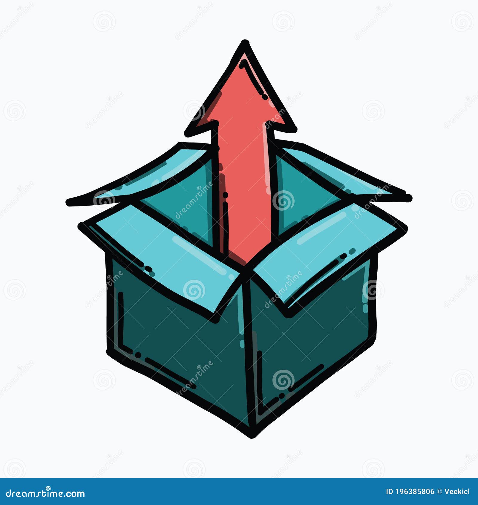 Upload Box Color Vector Icon. Drawing Sketch Illustration Hand Drawn ...