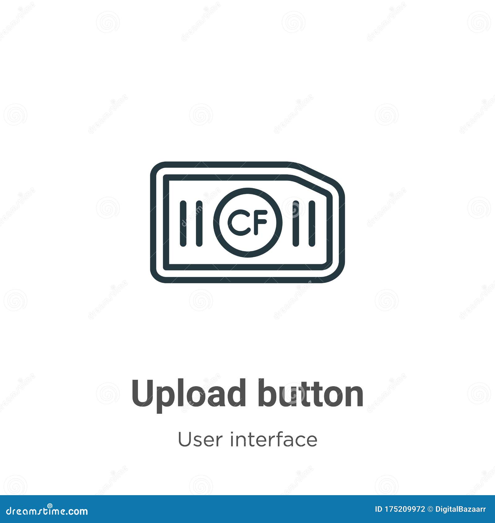 Upload Button Outline Vector Icon. Thin Line Black Upload Button Icon ...