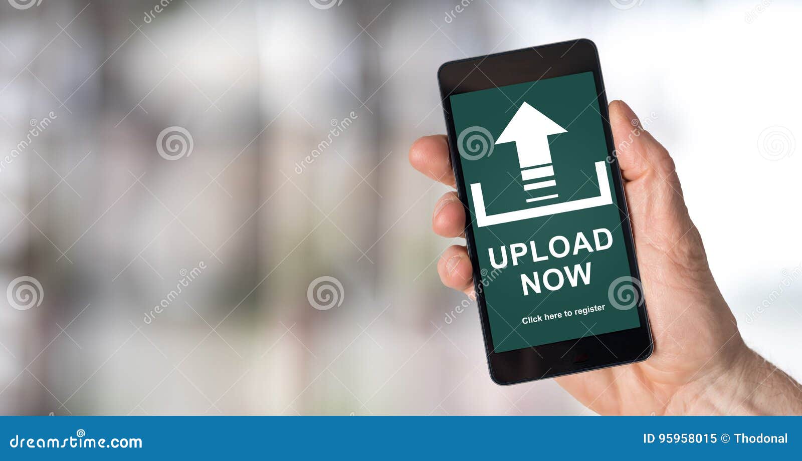 Upload Concept on a Smartphone Stock Image - Image of internet, hand ...