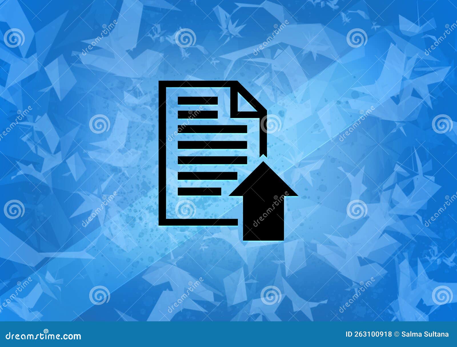 Upload Document Aesthetic Abstract Icon on Blue Background Stock ...