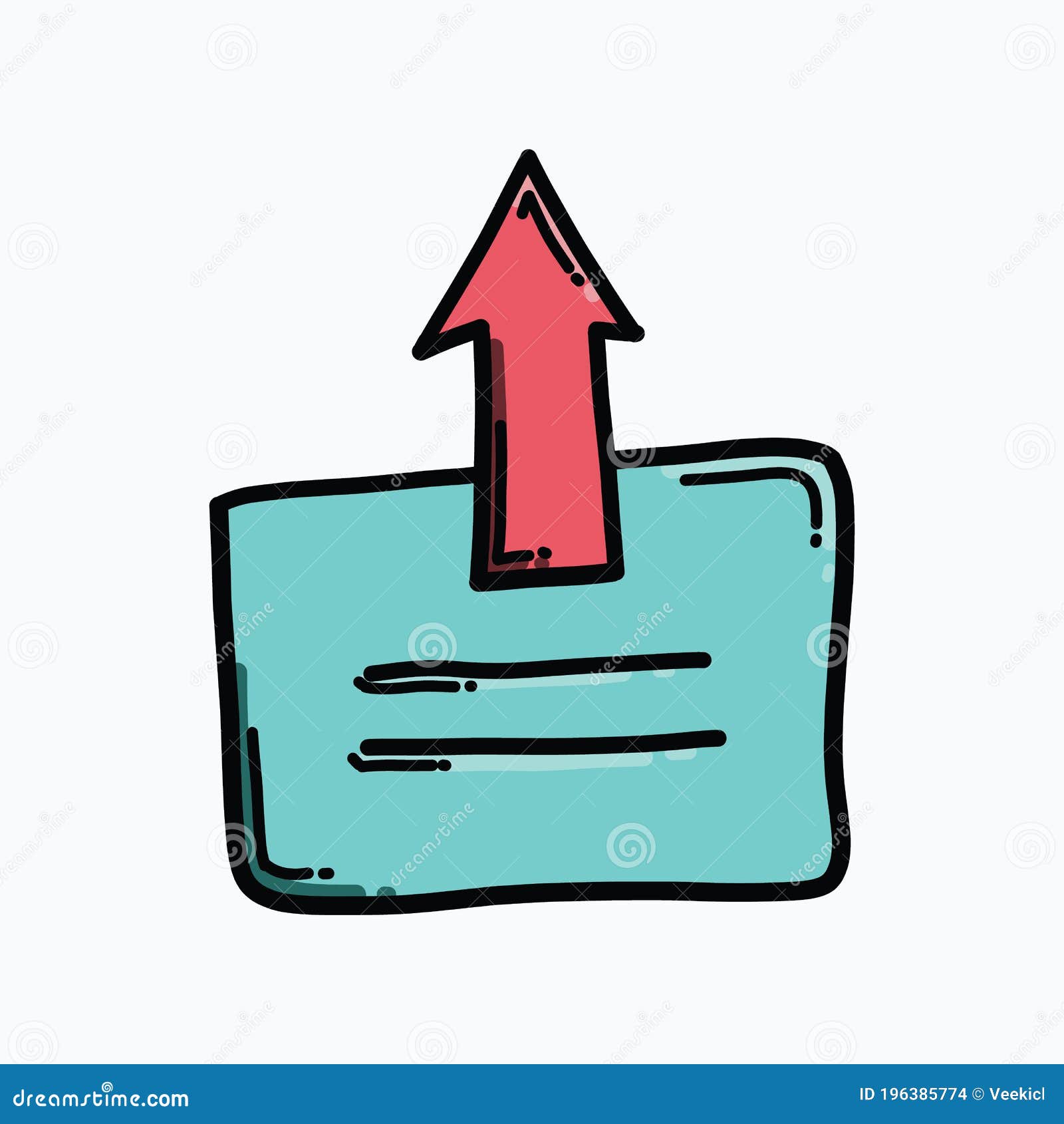 Upload Document Color Vector Icon. Drawing Sketch Illustration Hand ...