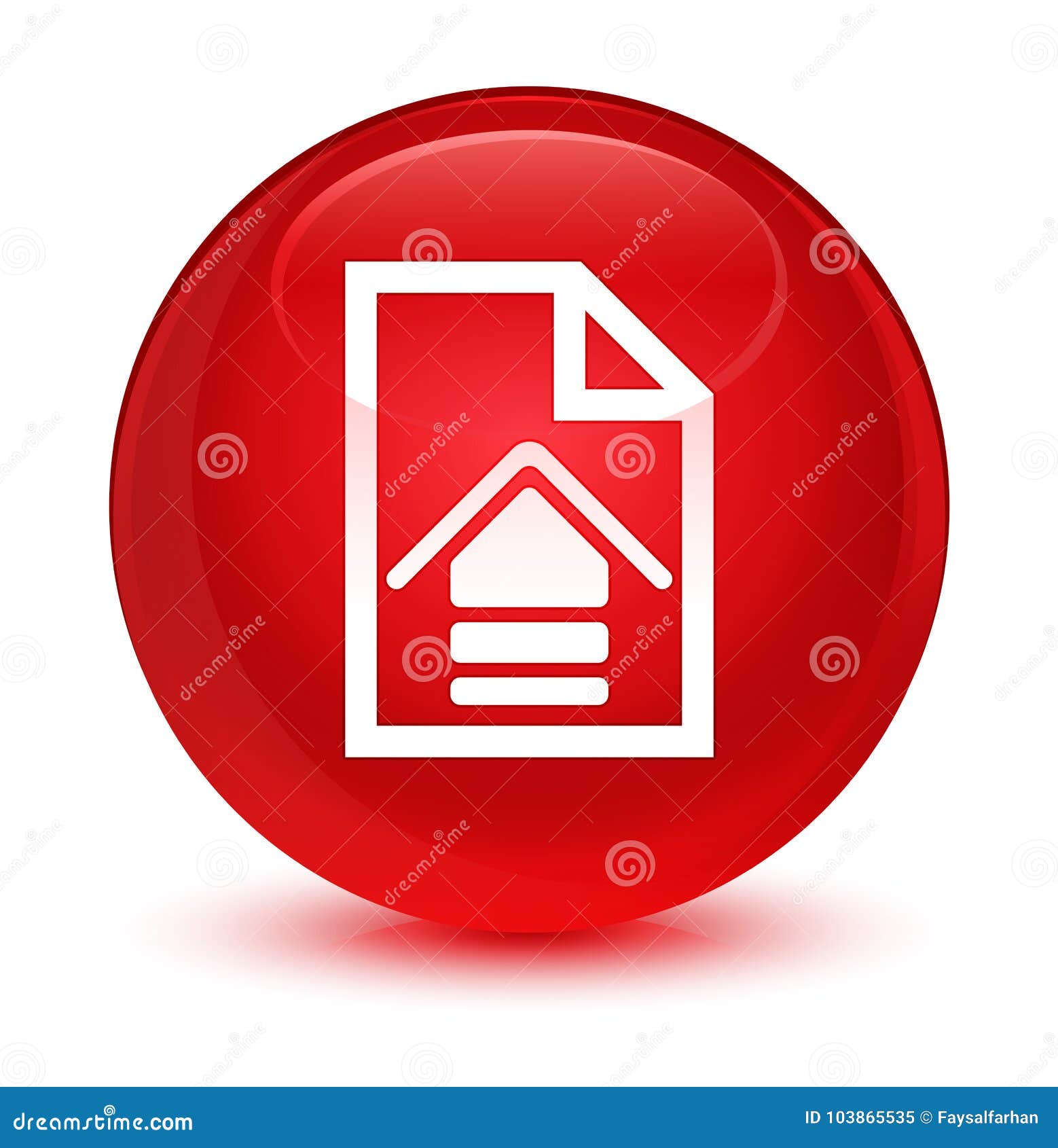 Upload Document Icon Glassy Red Round Button Stock Illustration ...