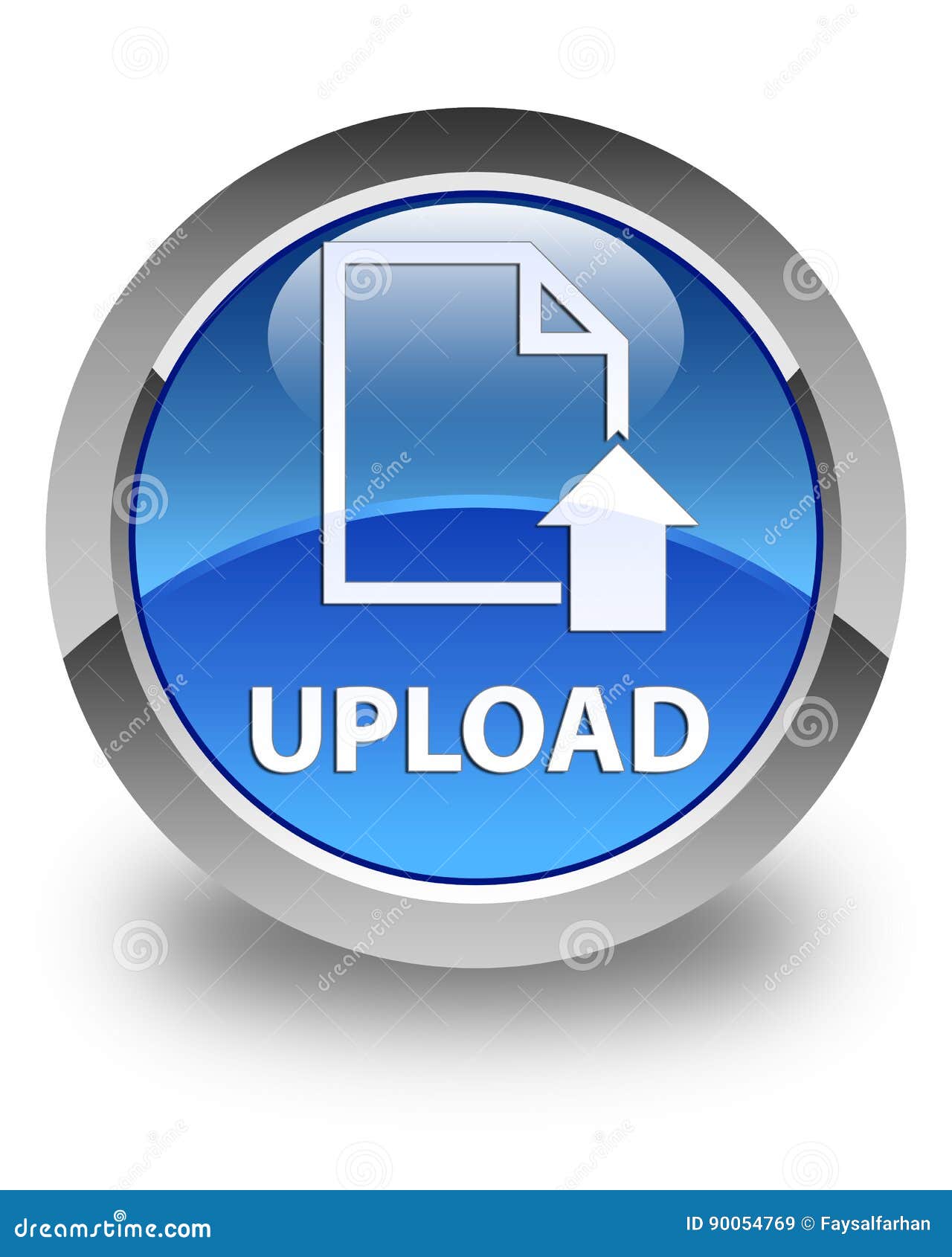 Upload (document Icon) Glossy Blue Round Button Stock Illustration ...