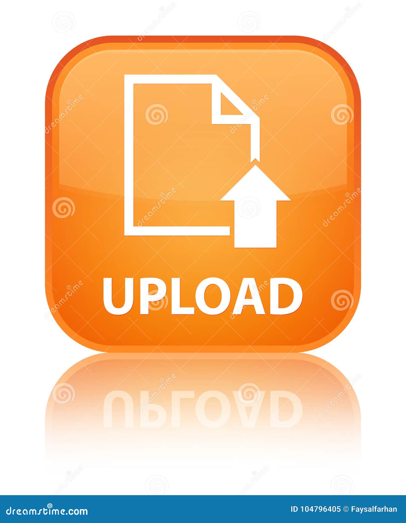 Upload (document Icon) Special Orange Square Button Stock Illustration ...