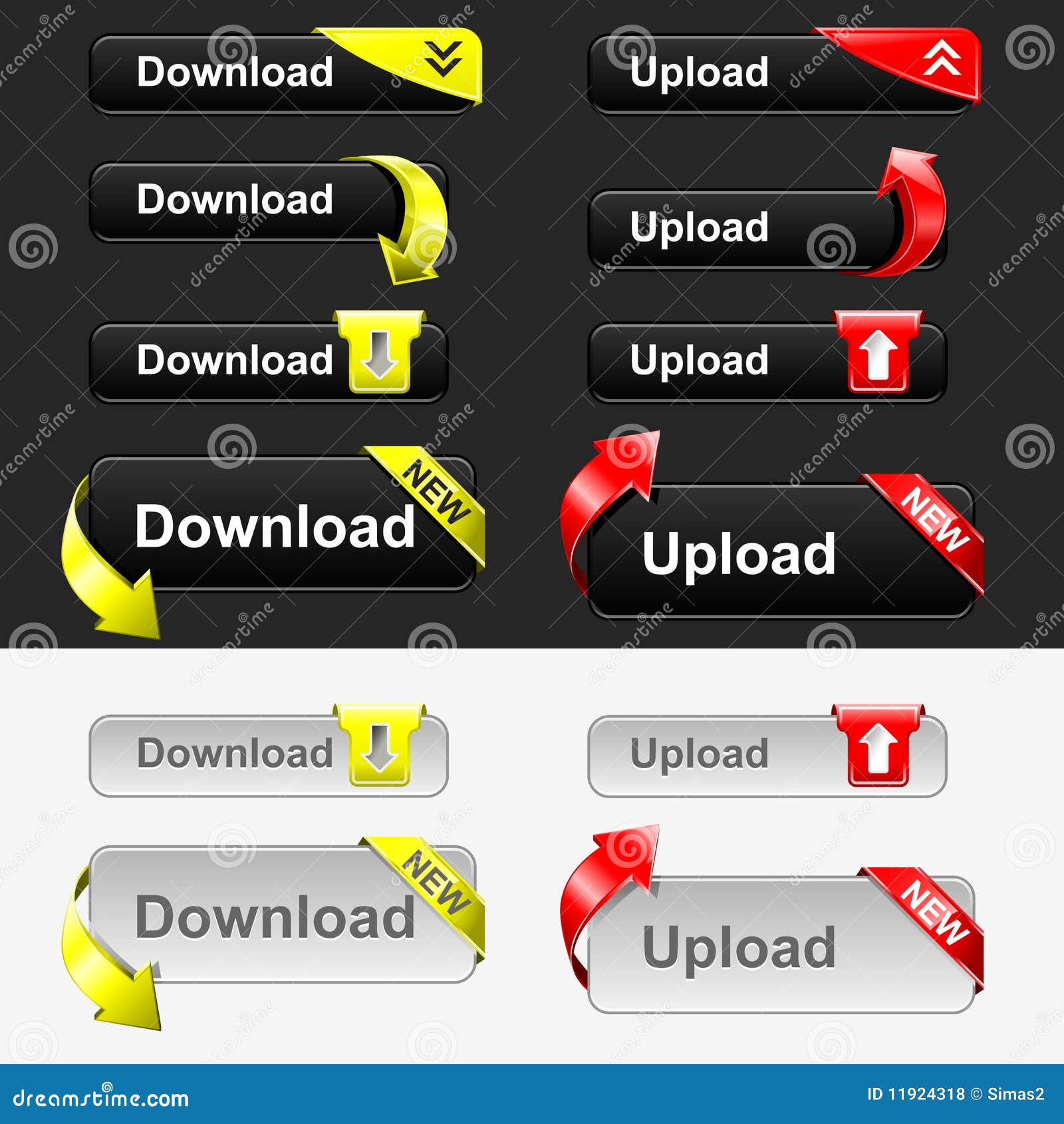 Upload and Download Button Set Stock Vector - Illustration of color ...