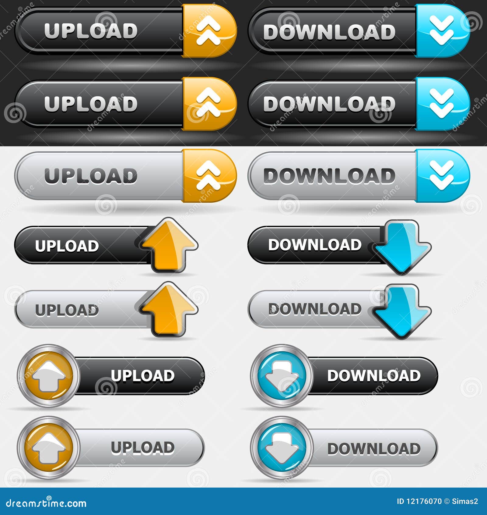 Upload and Download Button Set Stock Vector - Illustration of website ...