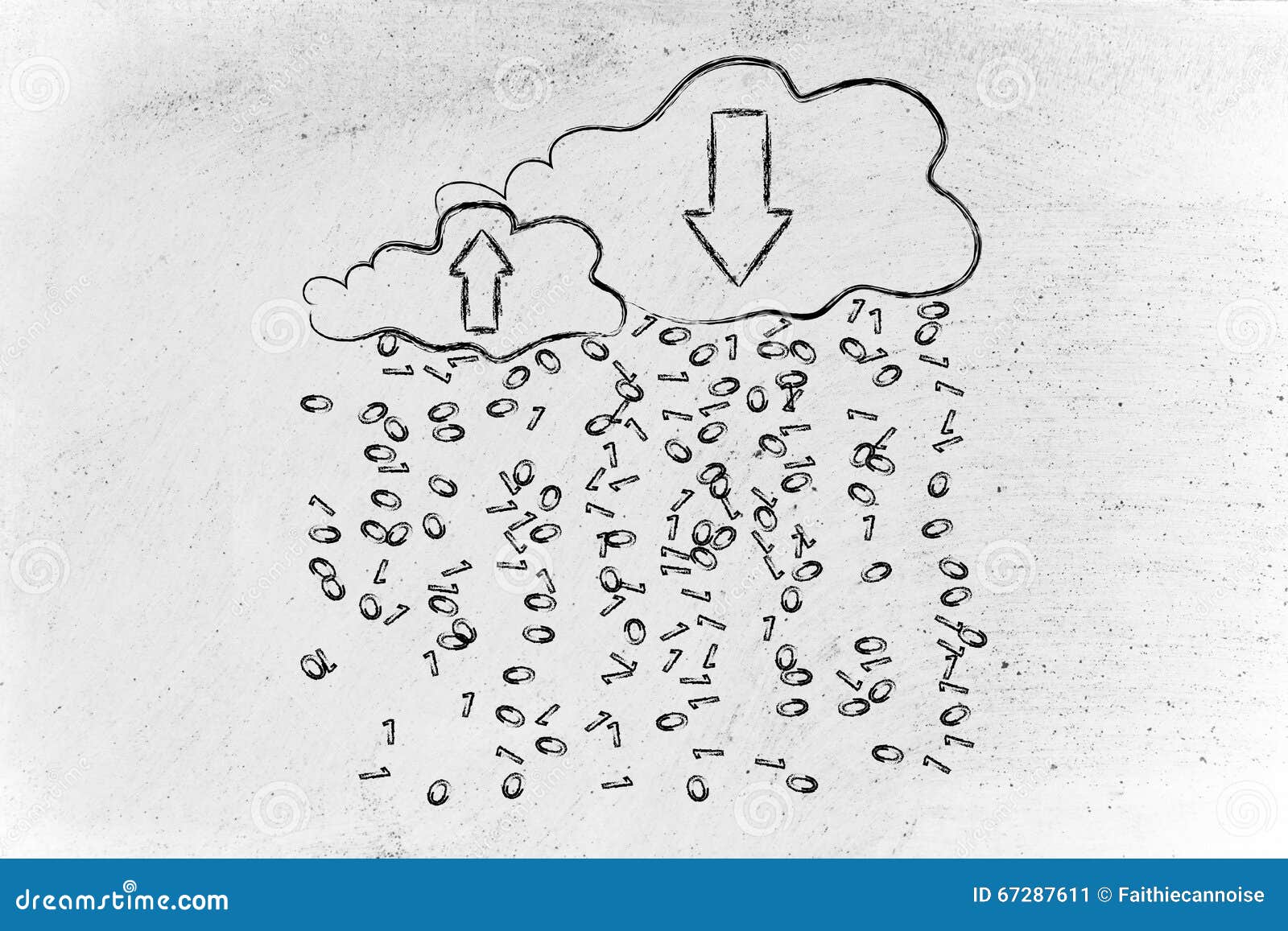 Upload & Download Clouds with Binary Code Rain Stock Image - Image of ...