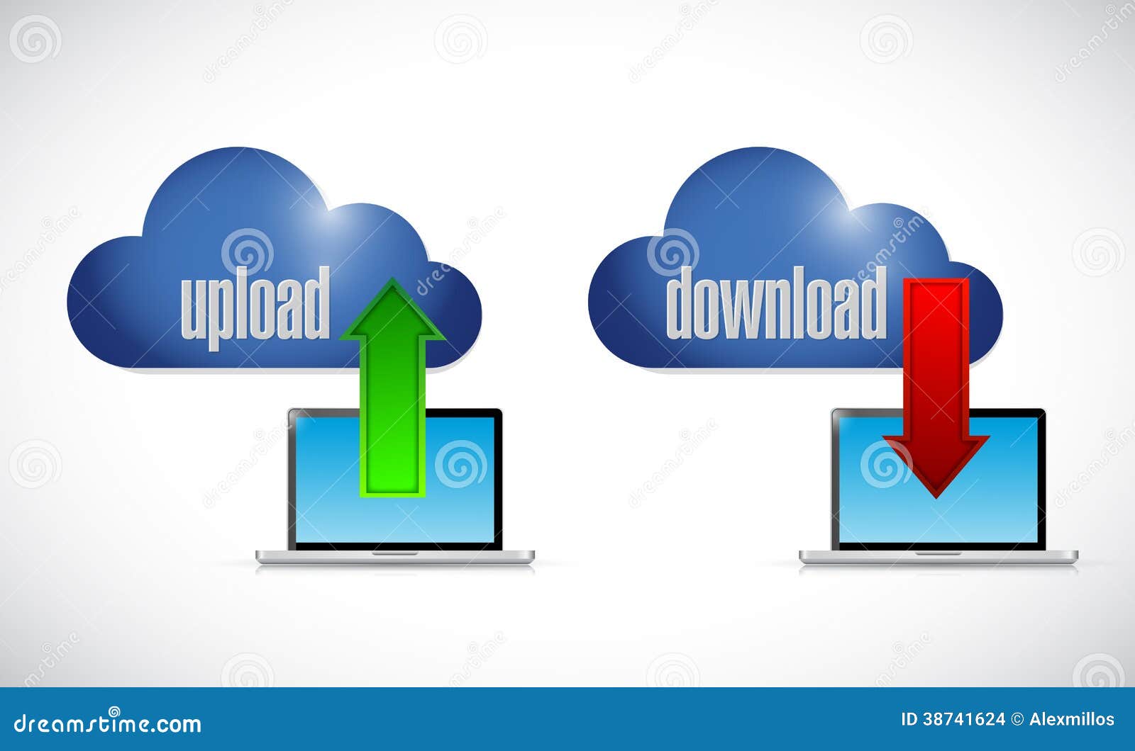 Upload and Download Files from a Cloud. Stock Illustration ...