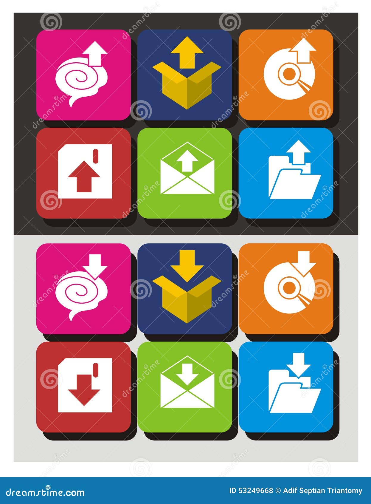 Upload and Download Icon Set Stock Vector - Illustration of back, media ...