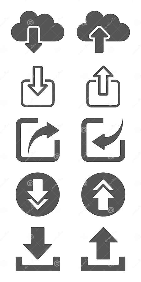 Upload and Download Icon Set. Stock Vector - Illustration of mobile ...