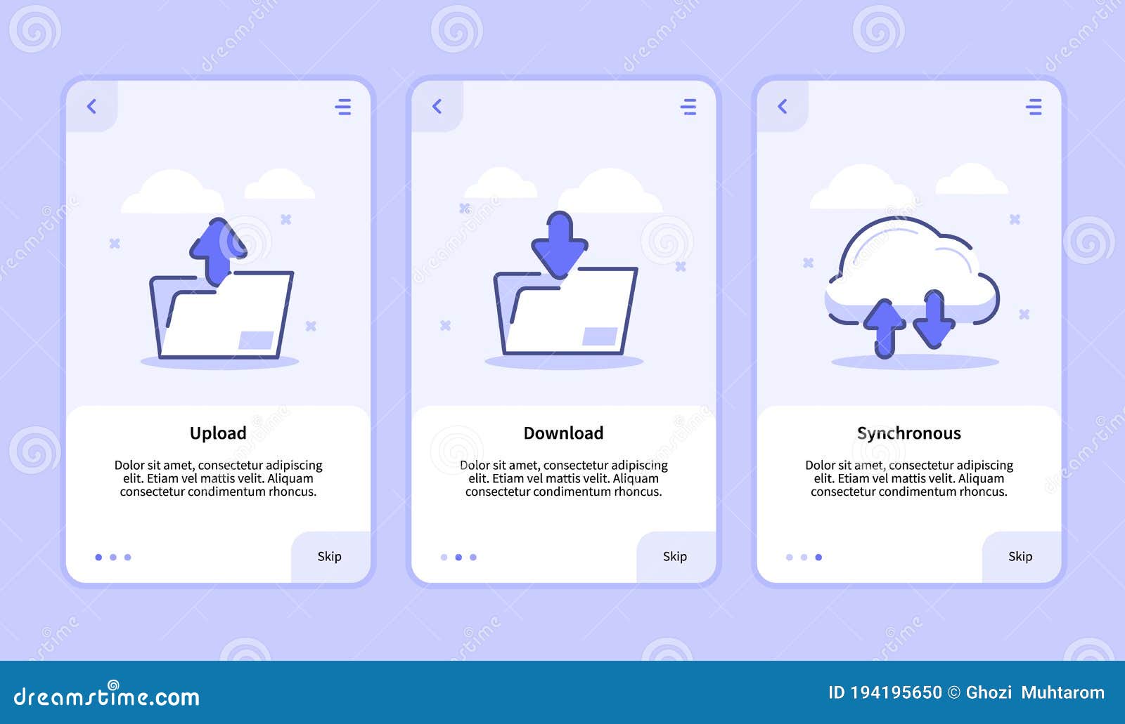 Upload Download Synchronous Onboarding Screen for Mobile Apps Template ...