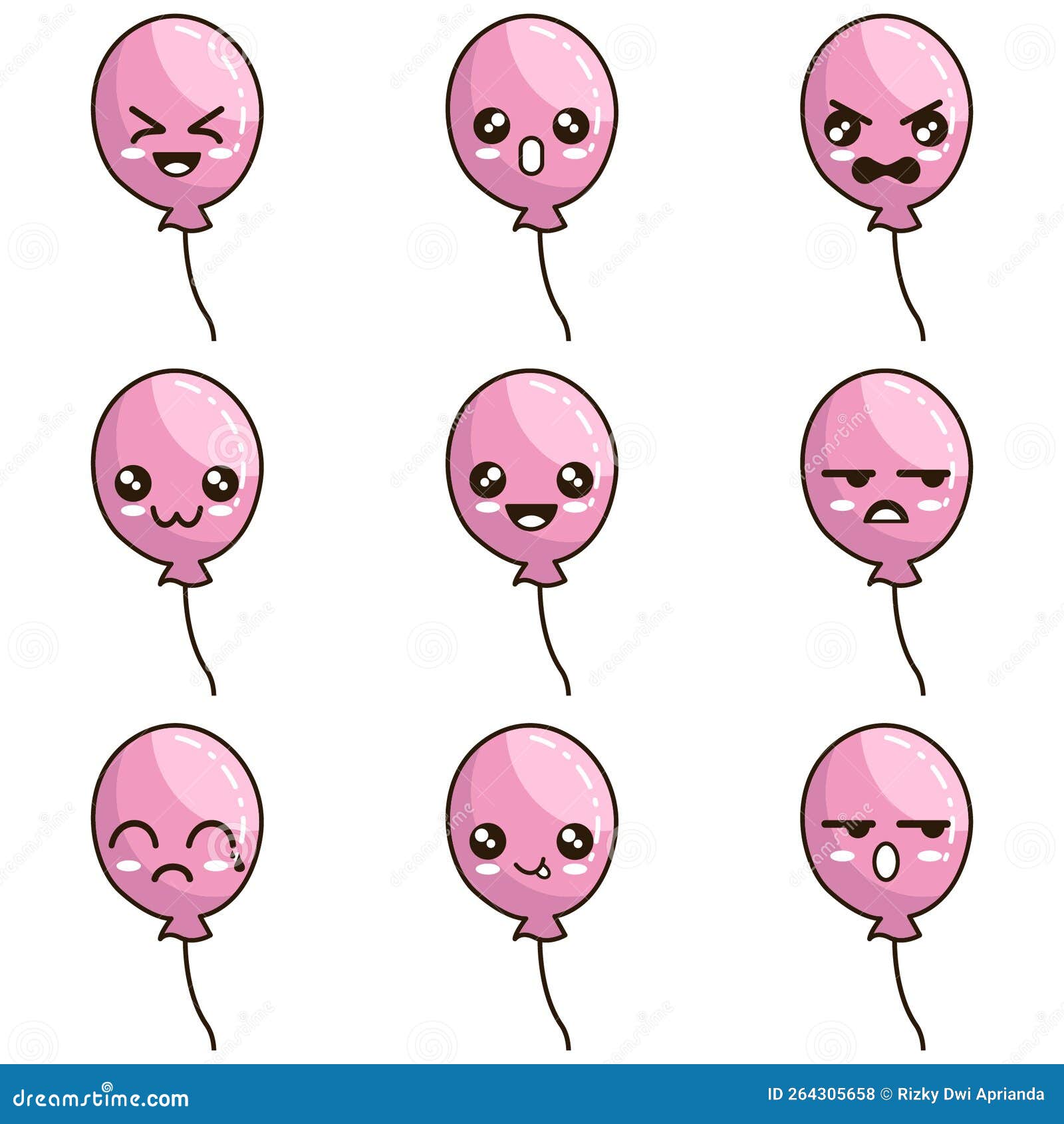 Emoticon Balloon One All Set Design Vector Illustration Stock Vector ...