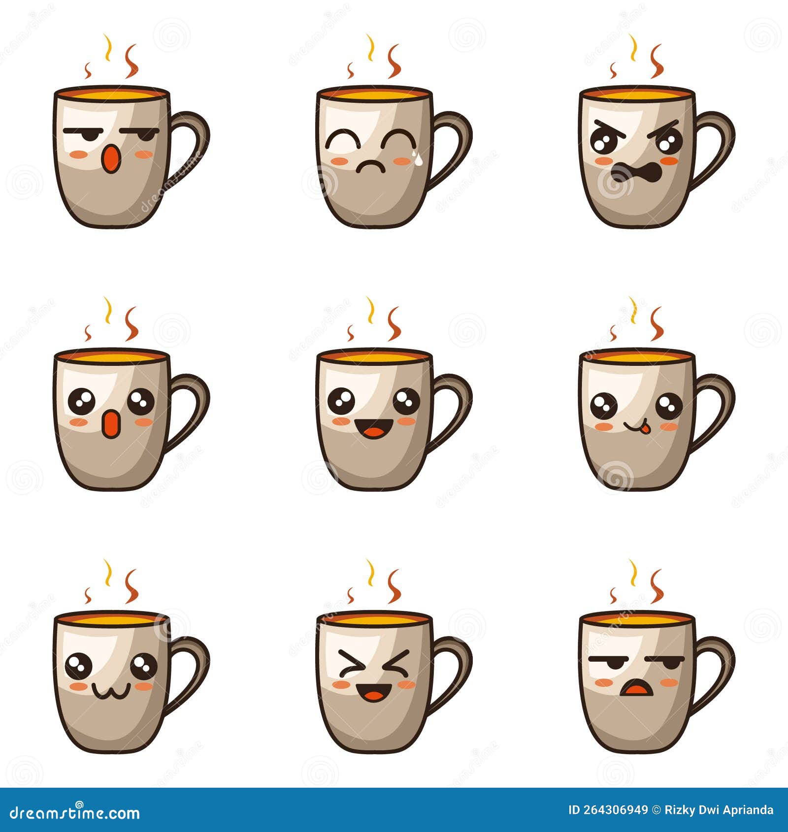 Emoticon Coffee All Set Design Vector Illustration Stock Vector ...