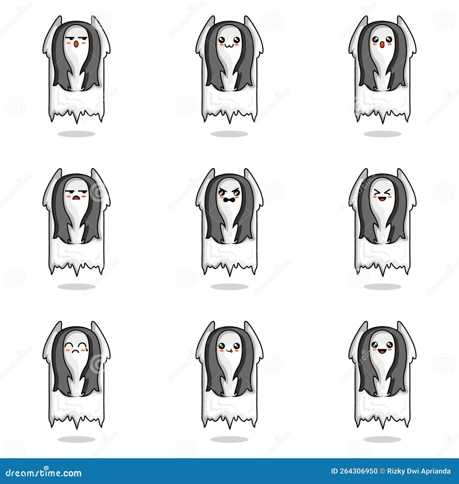 Emoticon Kuntilanak All Set Design Vector Illustration Stock Vector ...