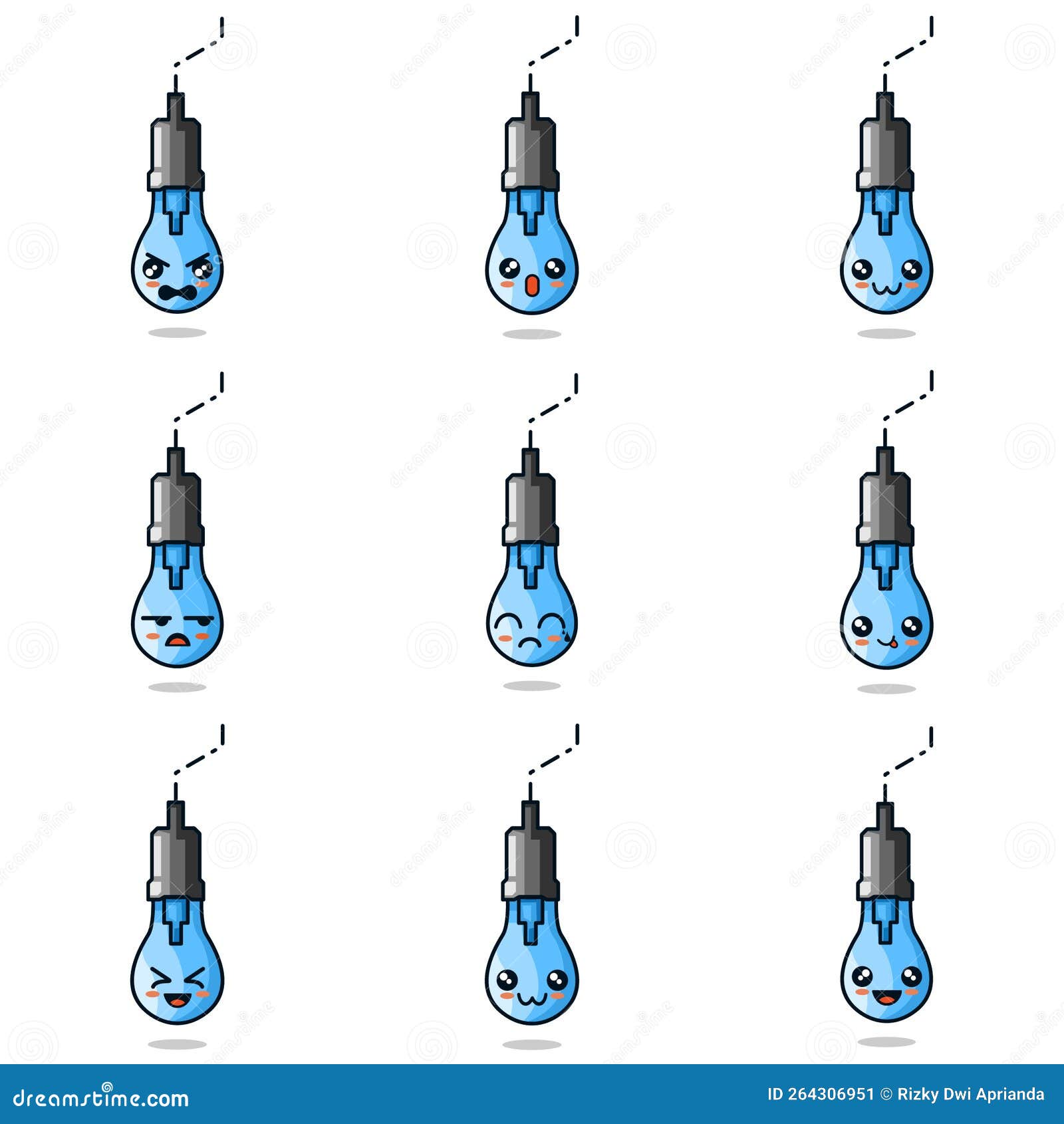 Emoticon Lamp All Set Design Vector Illustration Stock Vector ...