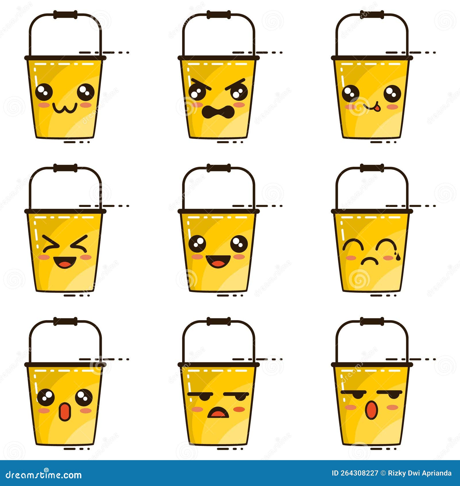 Emoticon Bucket All Set Design Vector Illustration Minimalist Stock ...