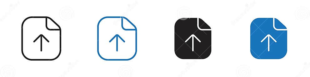 Upload File Icon Vector Set Outline Stock Illustration - Illustration ...