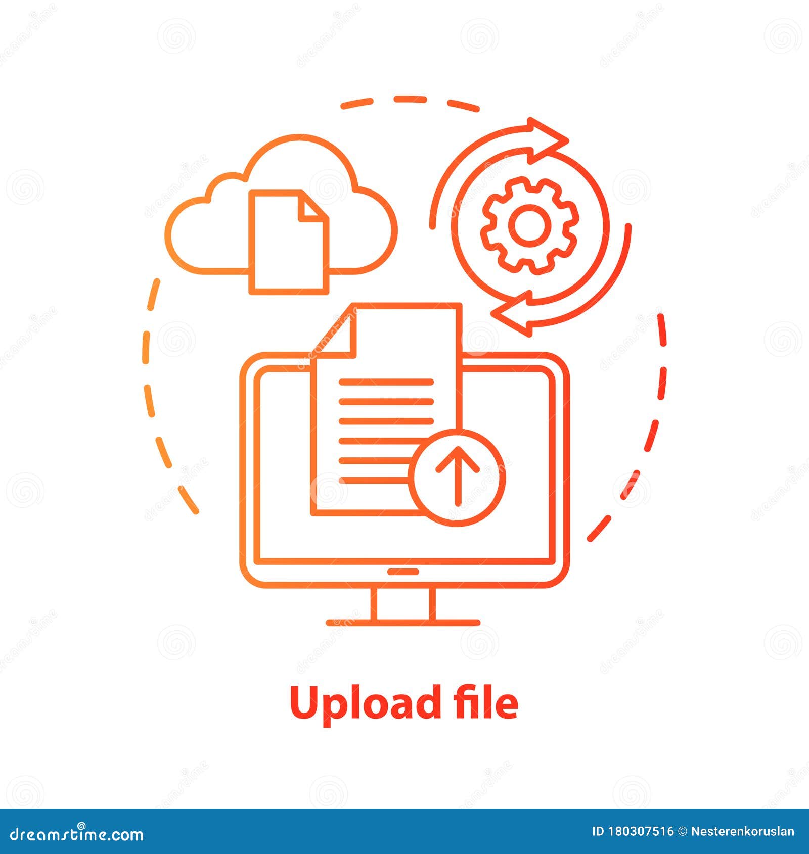 Upload File Red Concept Icon. Data Transfer Idea Thin Line Illustration ...
