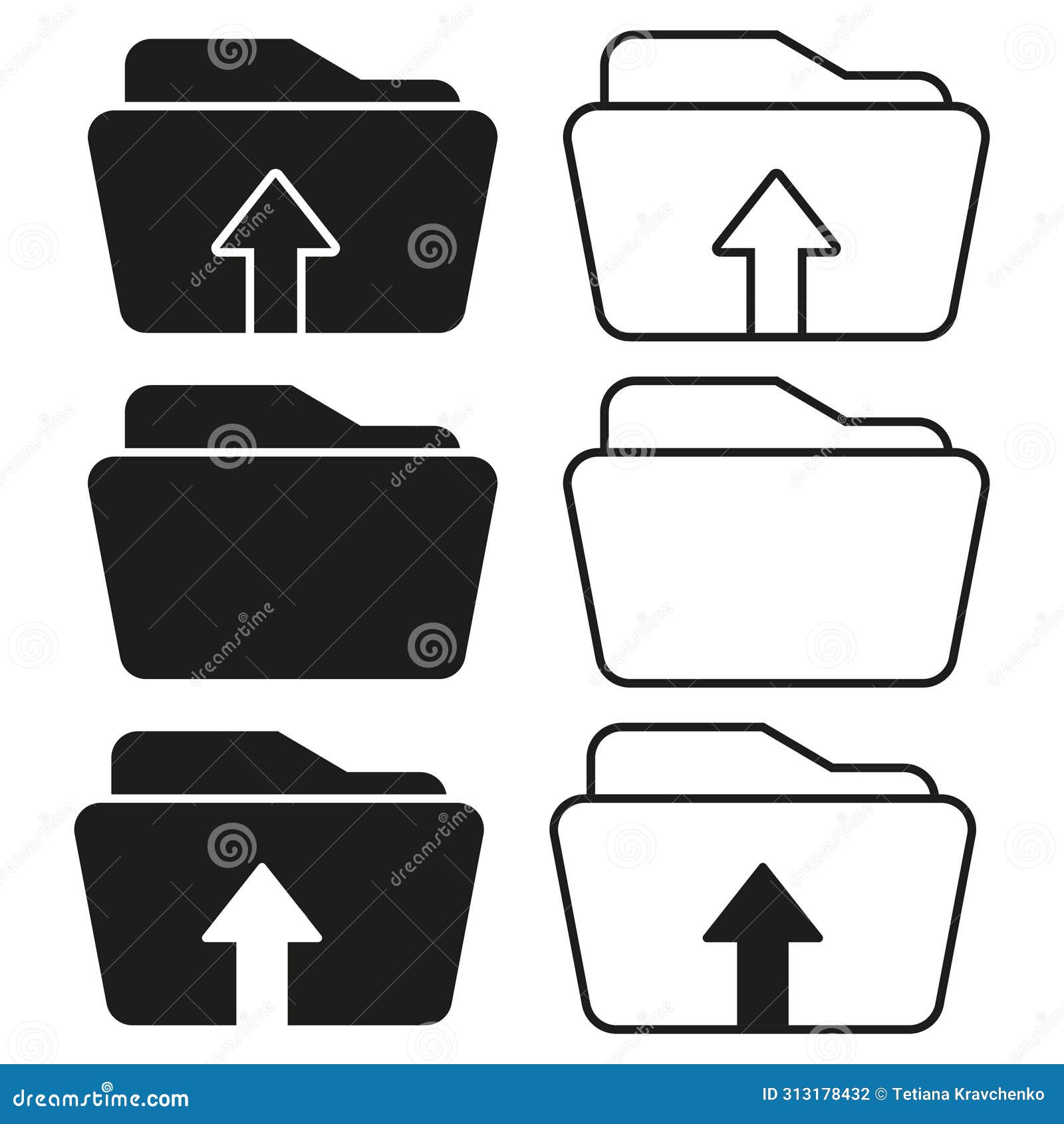 Upload Folder Icons Set. Document Storage and File Upload Symbols ...