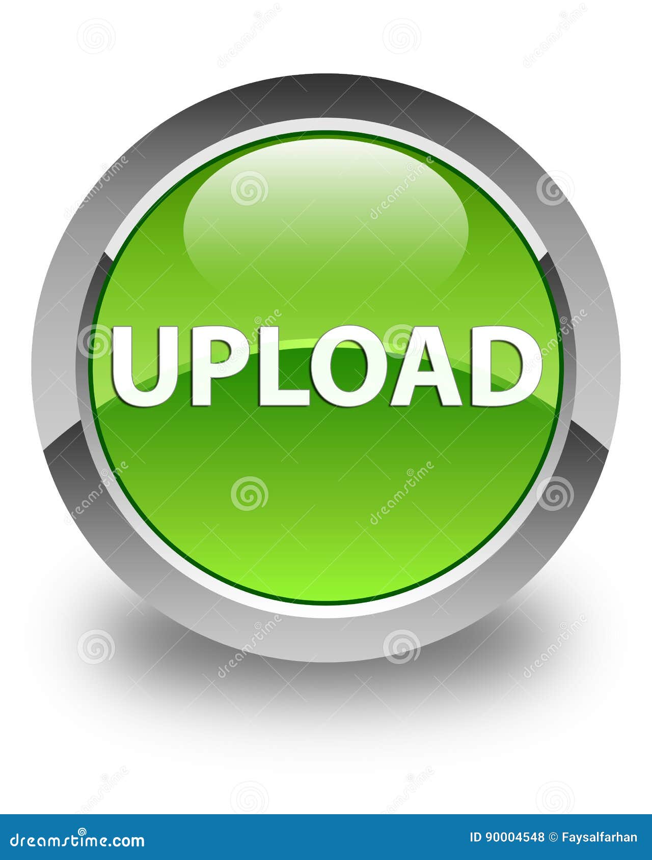 Upload Glossy Green Round Button Stock Illustration - Illustration of ...