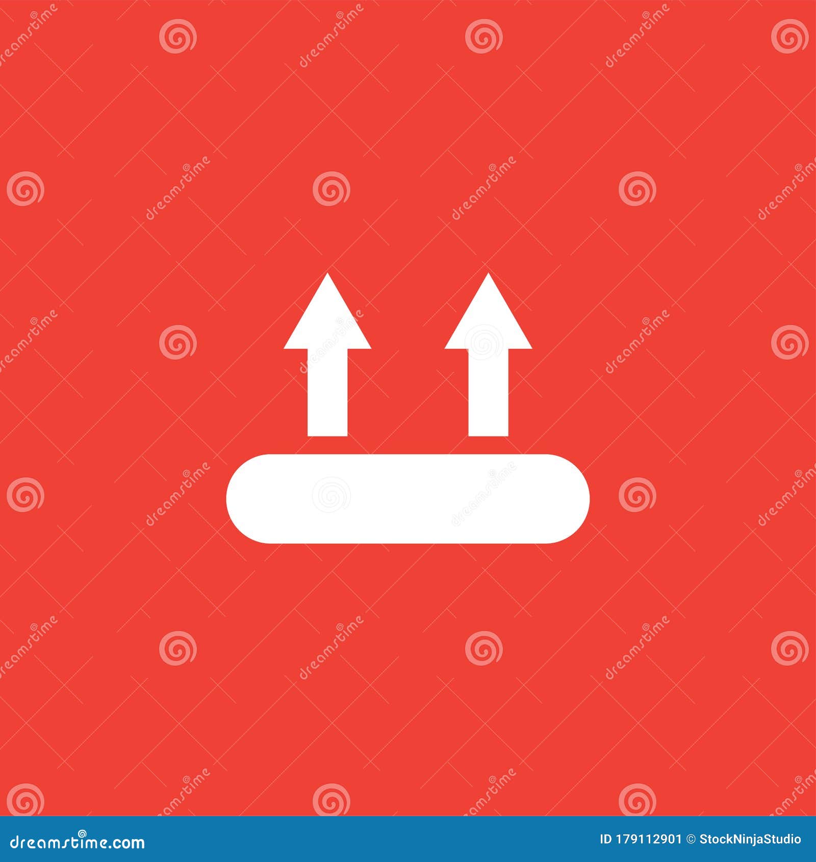 Upload Icon on Red Background. Red Flat Style Vector Illustration Stock ...