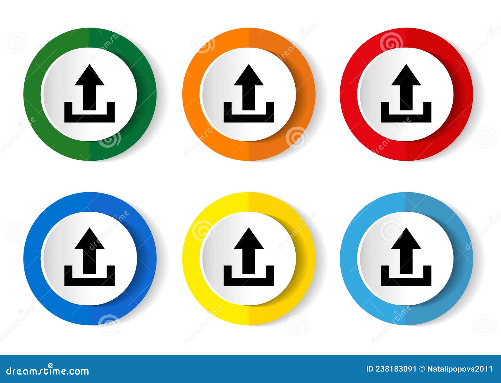 Upload Icon Set, Colorful Flat Design Vector Illustrations in 6 Options ...