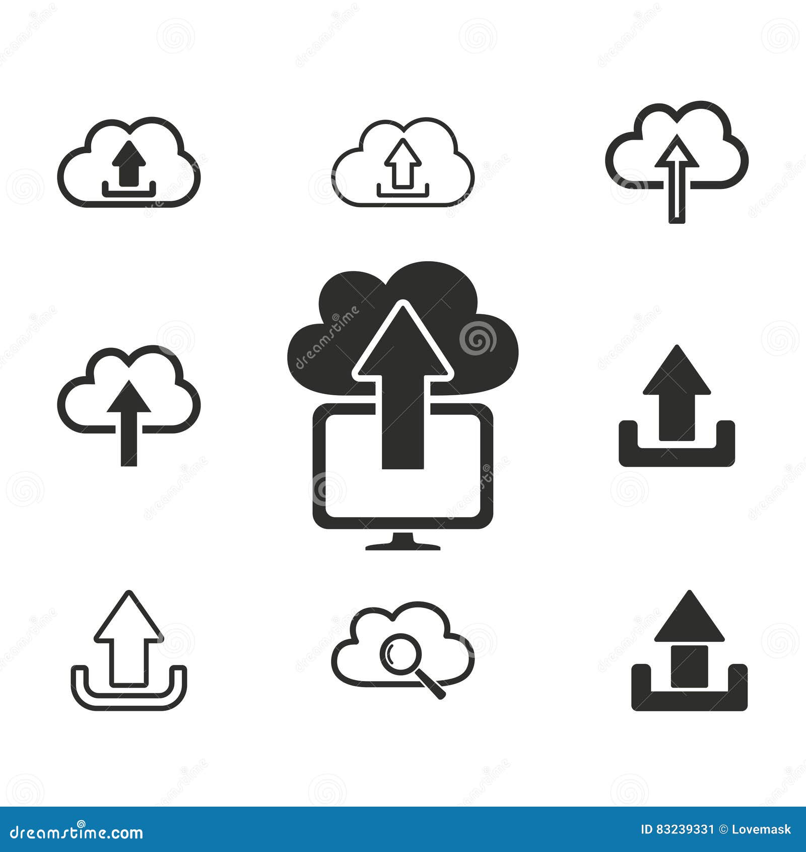 Upload icon set. stock vector. Illustration of computer - 83239331